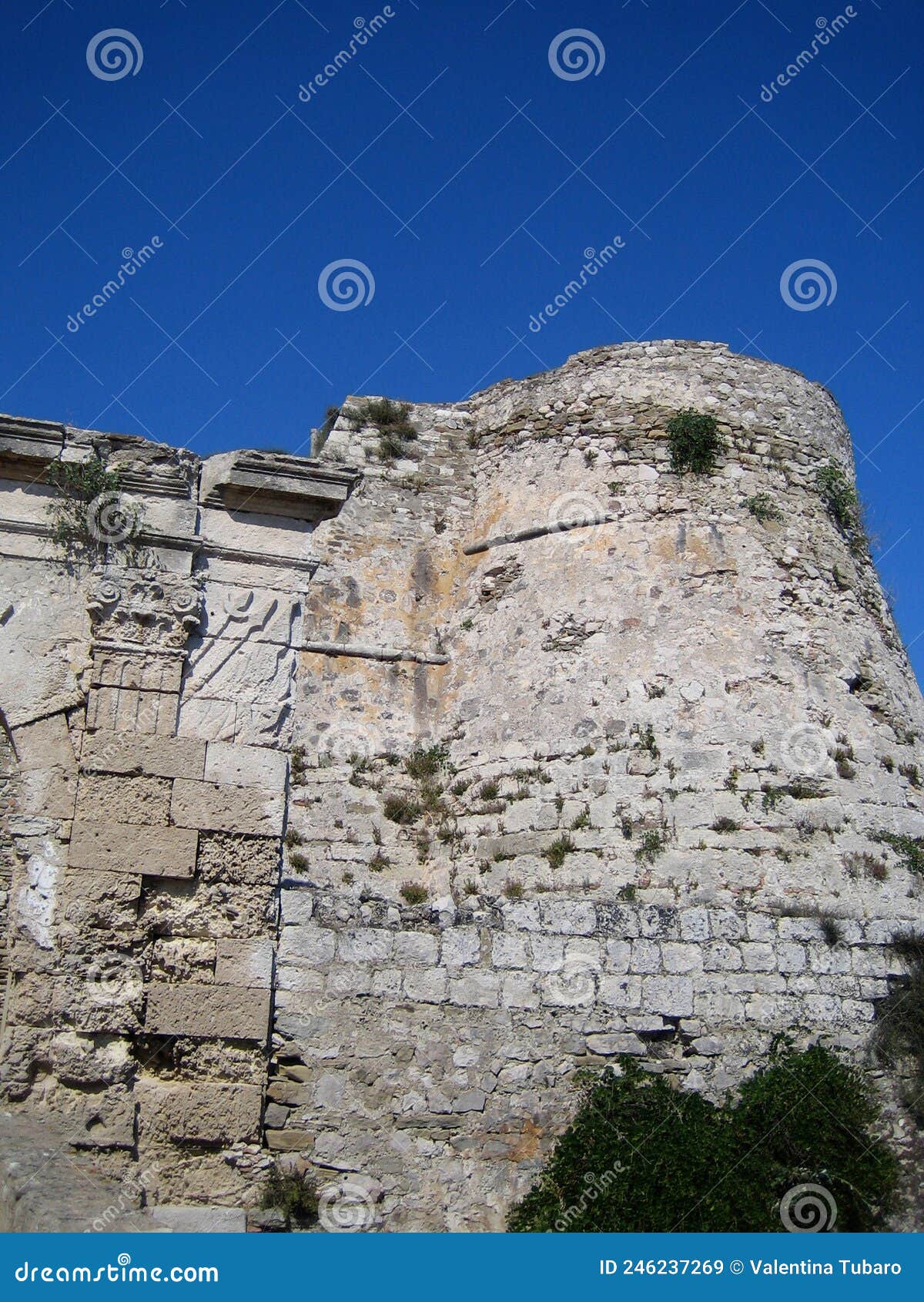 Greek Castle, Stone Wall and Tower Stock Image - Image of wall, fort ...