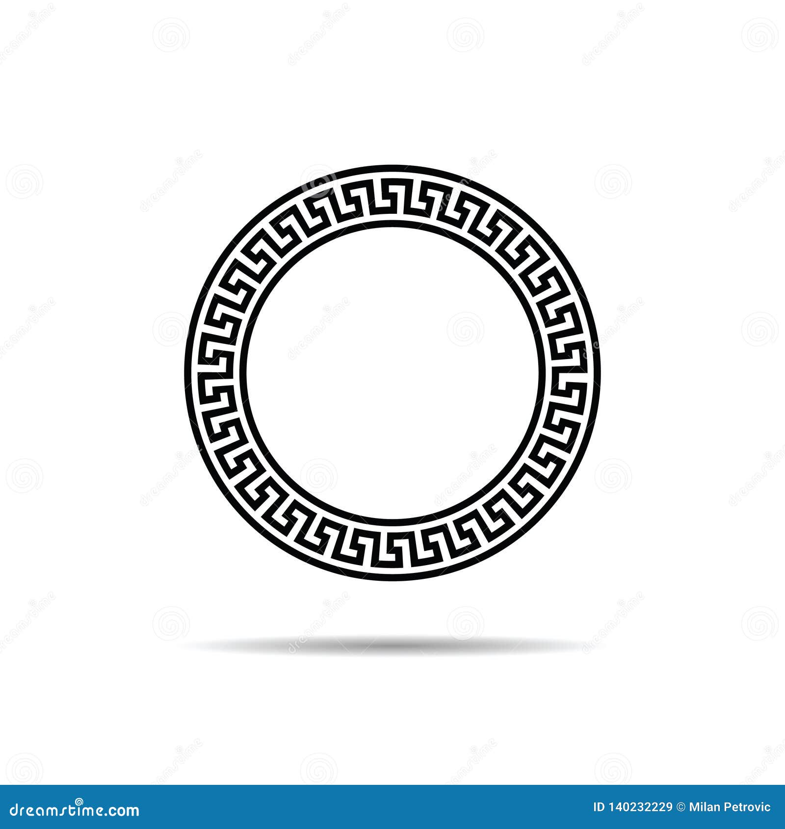 Greek Circle Pattern Border. Vector Round Greek Frame Ornament Ancient ...