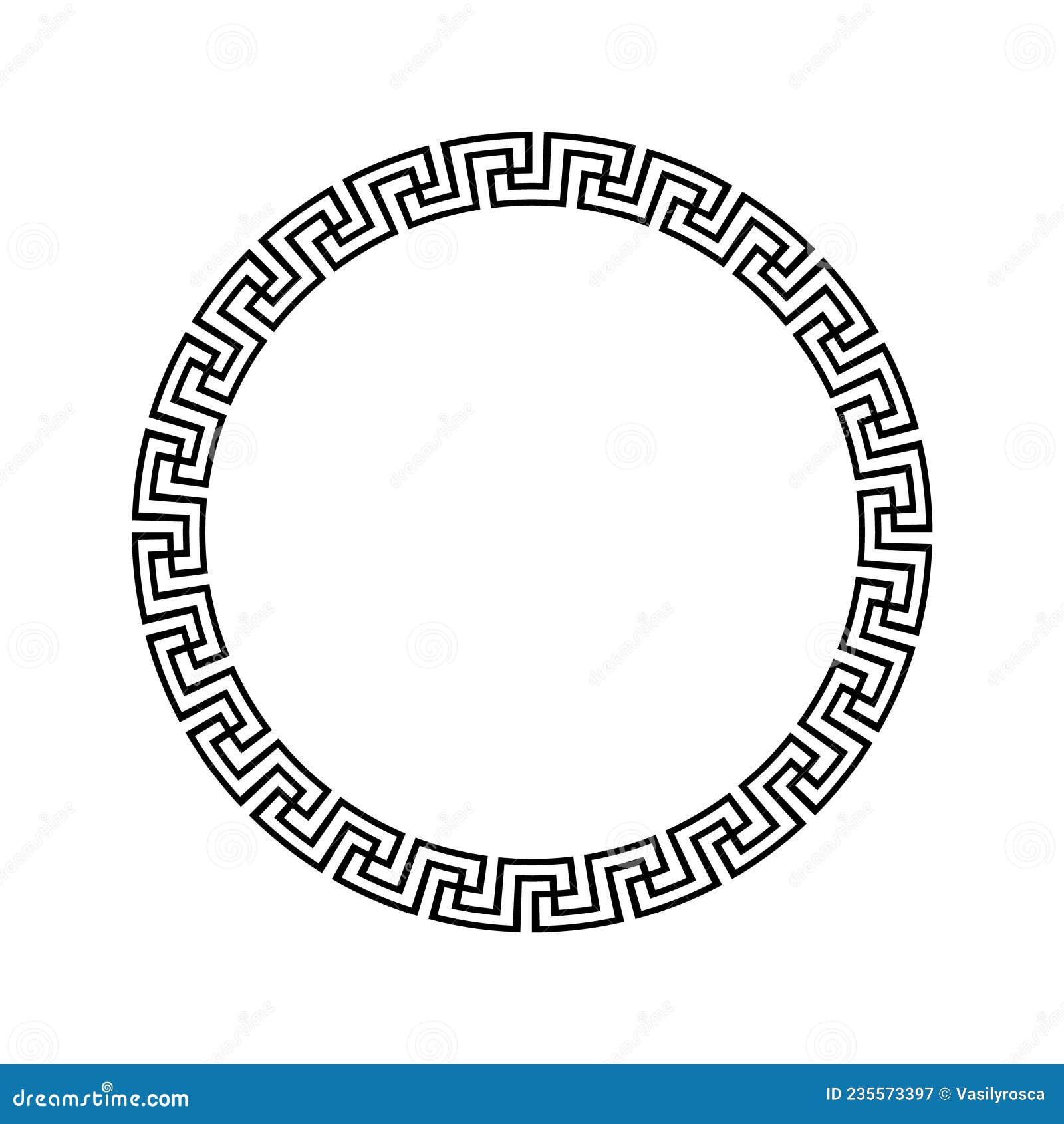 Greek Circle Pattern Border. Vector Round Greek Frame Ornament Ancient ...