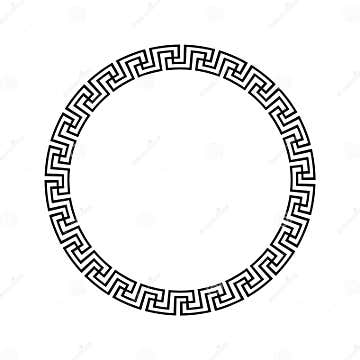 Greek Circle Pattern Border. Vector Round Greek Frame Ornament Ancient ...