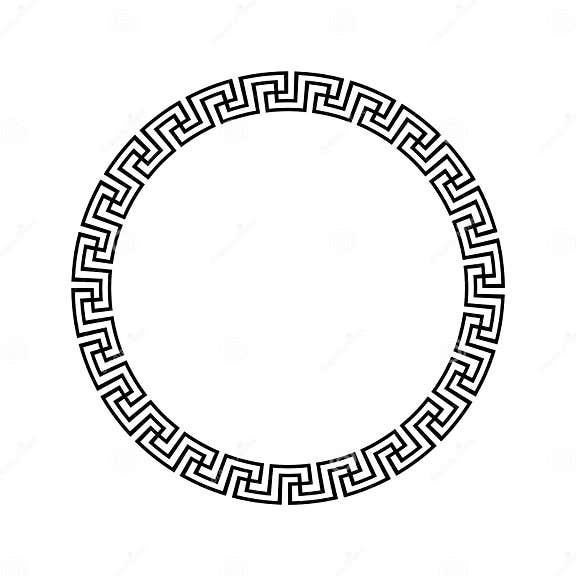 Greek Circle Pattern Border. Vector Round Greek Frame Ornament Ancient ...