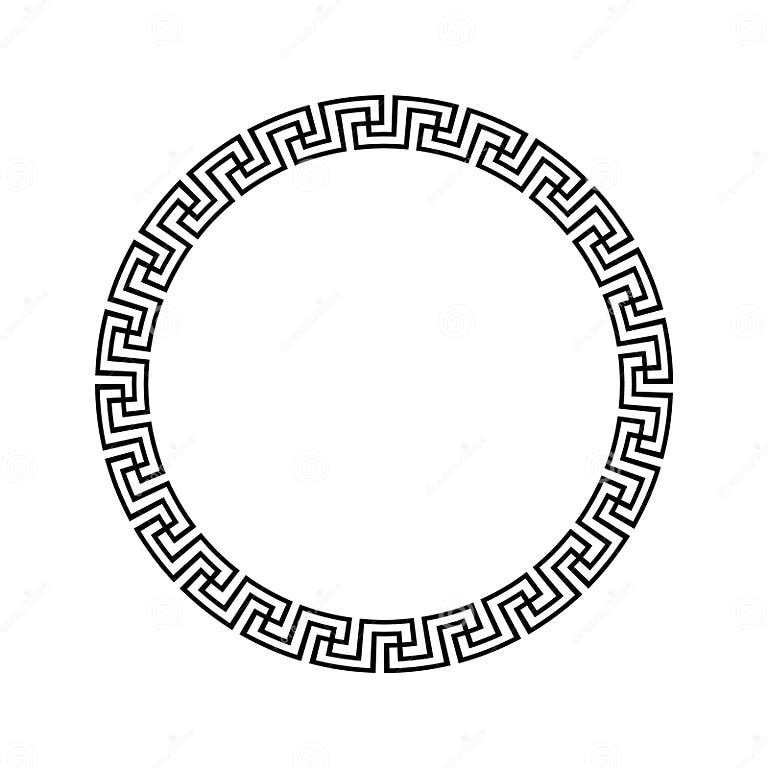 Greek Circle Pattern Border. Vector Round Greek Frame Ornament Ancient ...