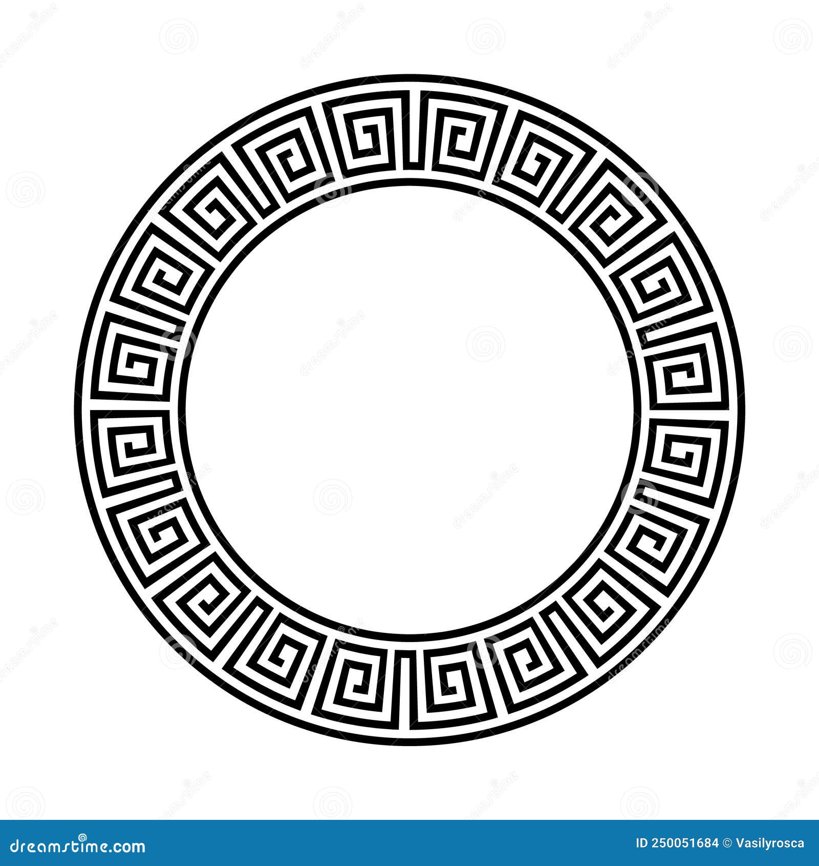 Greek Circle Pattern Border. Vector Round Greek Frame Ornament Ancient ...