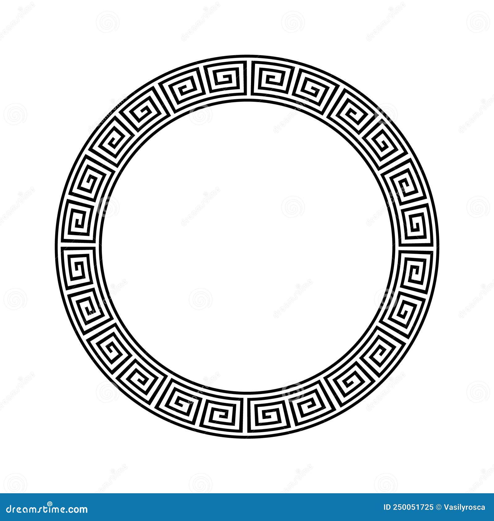Greek Circle Pattern Border. Vector Round Greek Frame Ornament Ancient ...