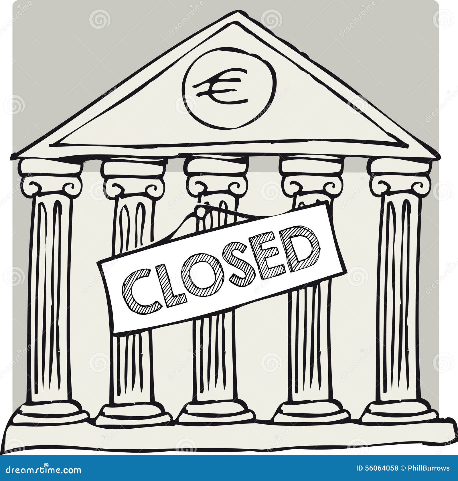 Greek closed bank stock vector. Illustration of announcement - 56064058