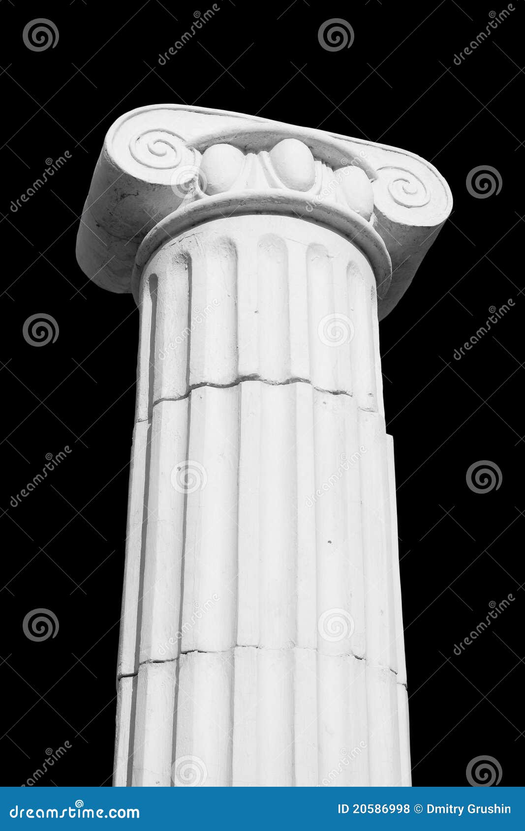Greek Column On A Black Background Stock Photo - Image of architecture ...