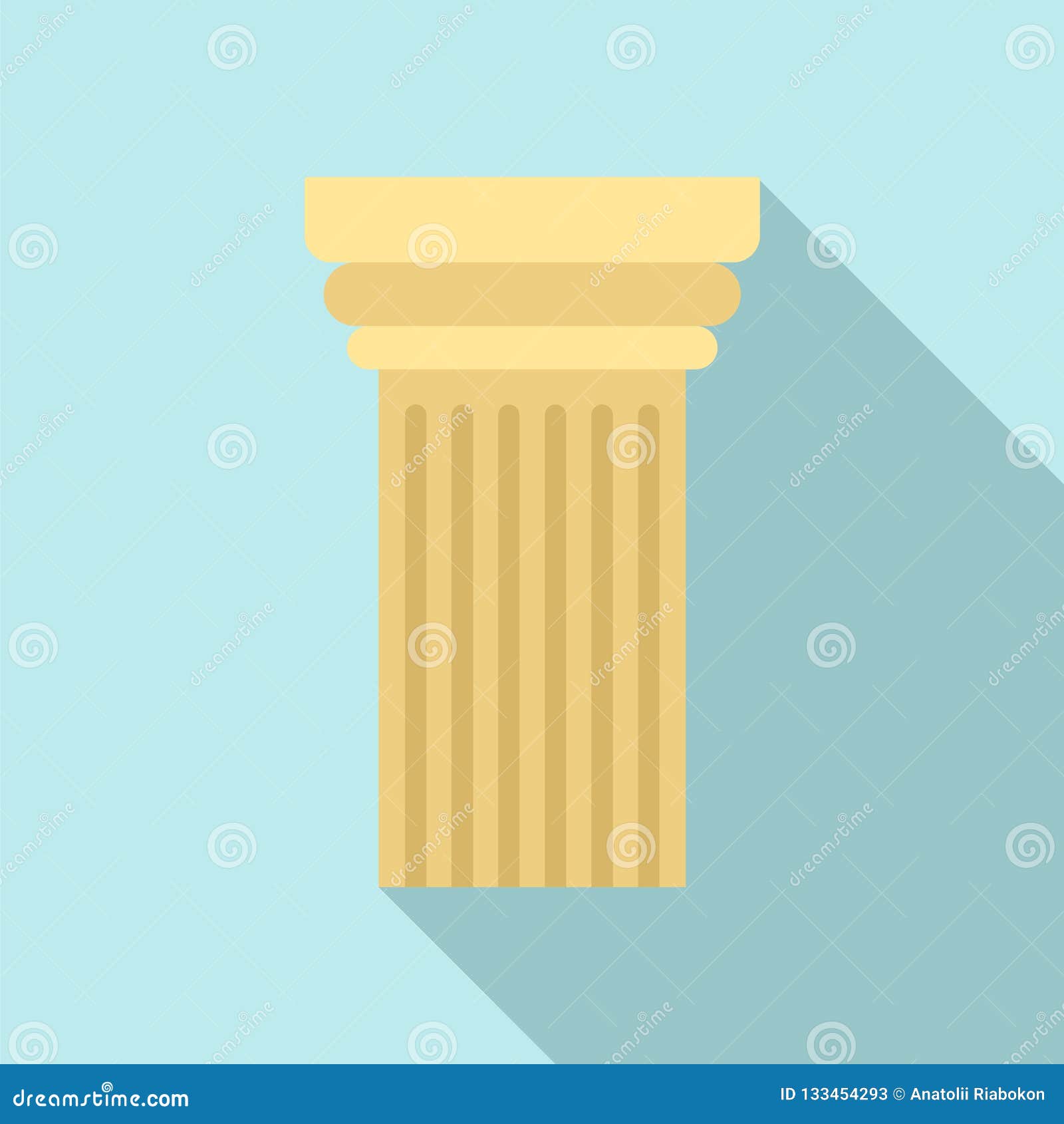 Greek Column Icon, Flat Style Stock Vector - Illustration of base ...