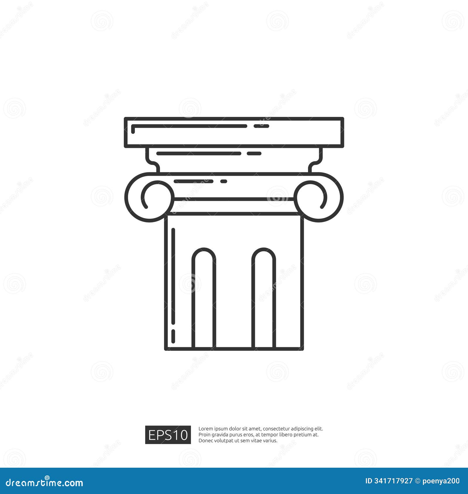 Greek Column Icon, Symbol of Architecture, History and Design Stock ...