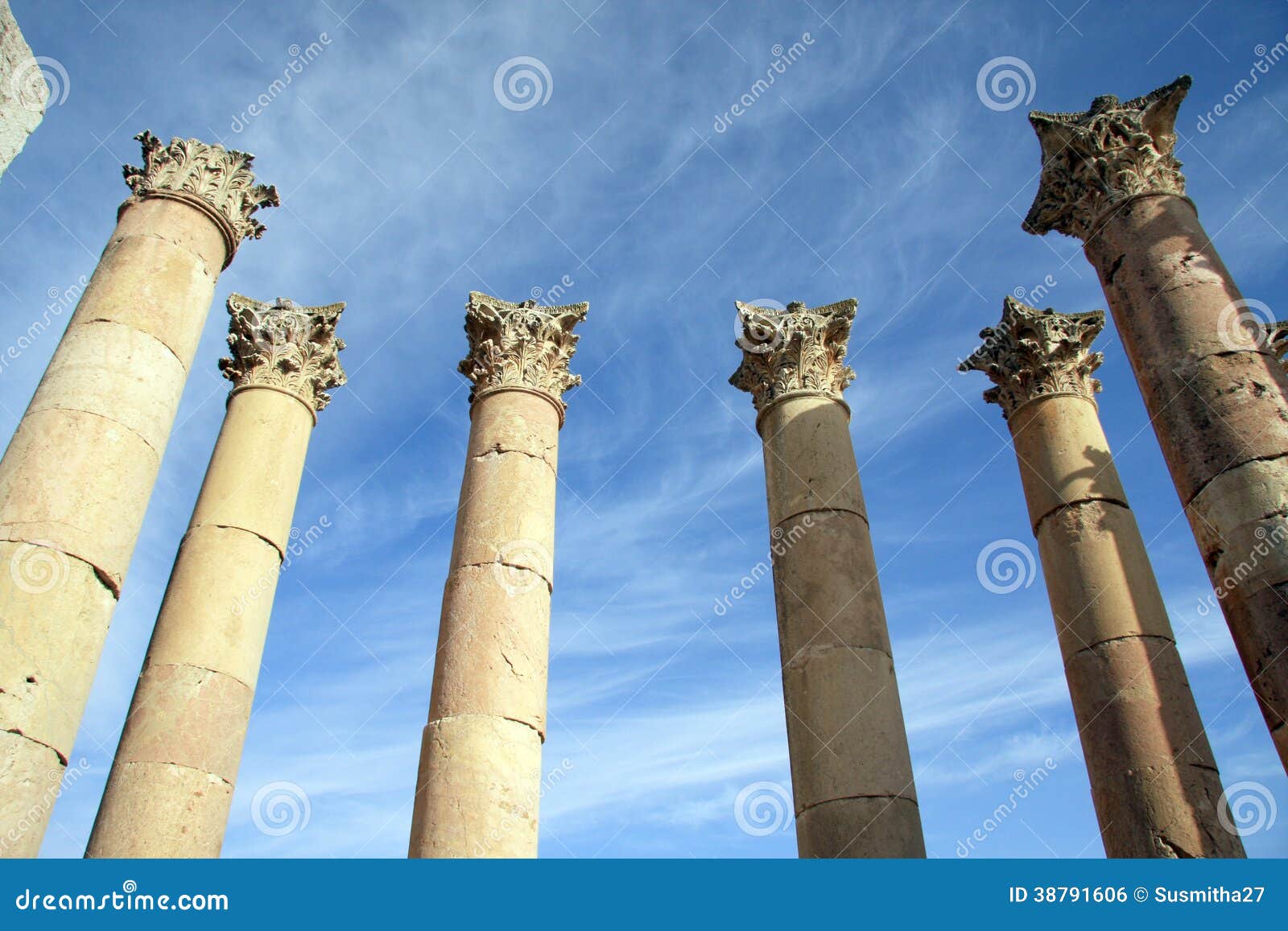 Greek Columns stock photo. Image of blue, column, jordan - 38791606