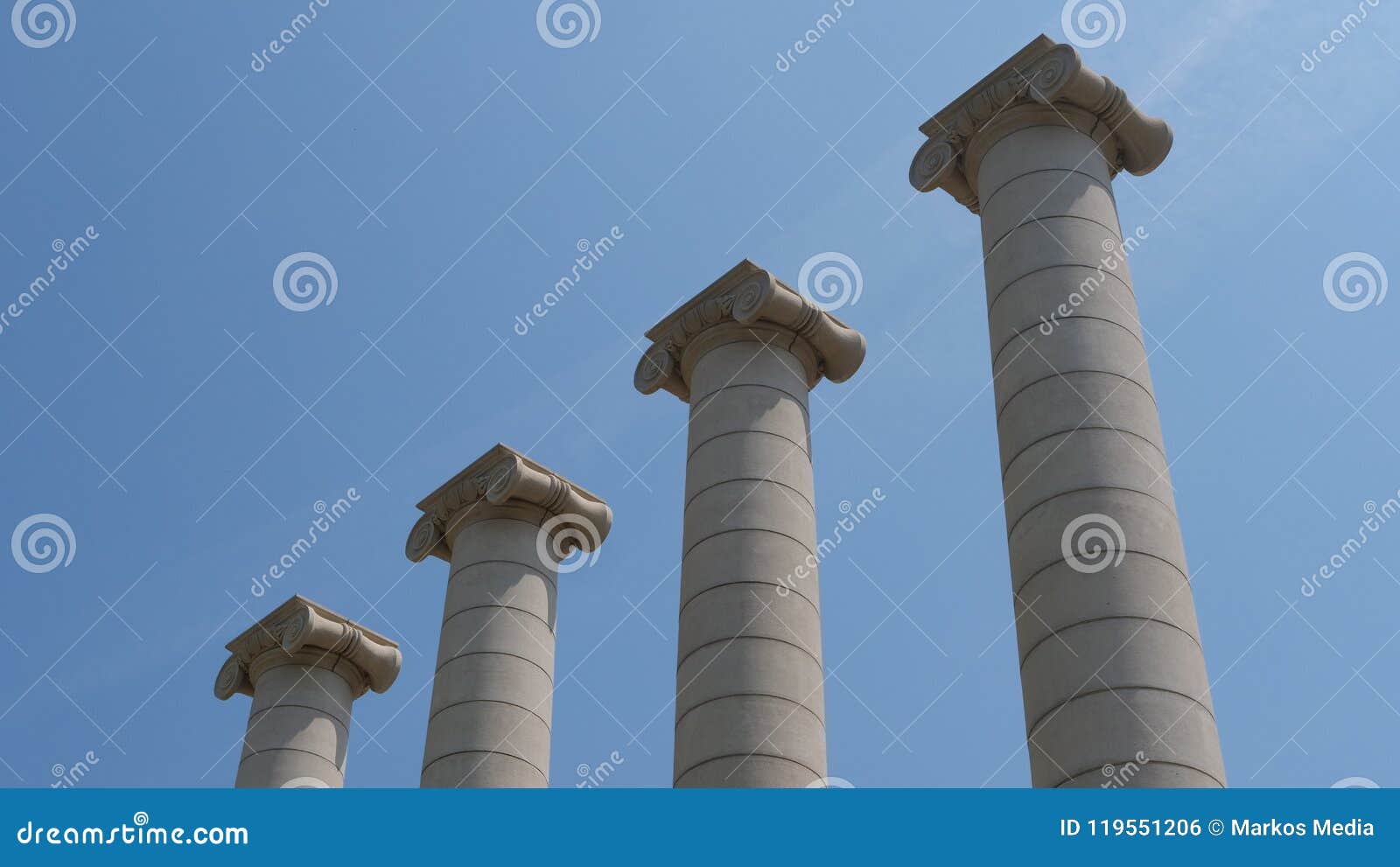 Greek Columns with Blue Sky Background Stock Photo - Image of ...