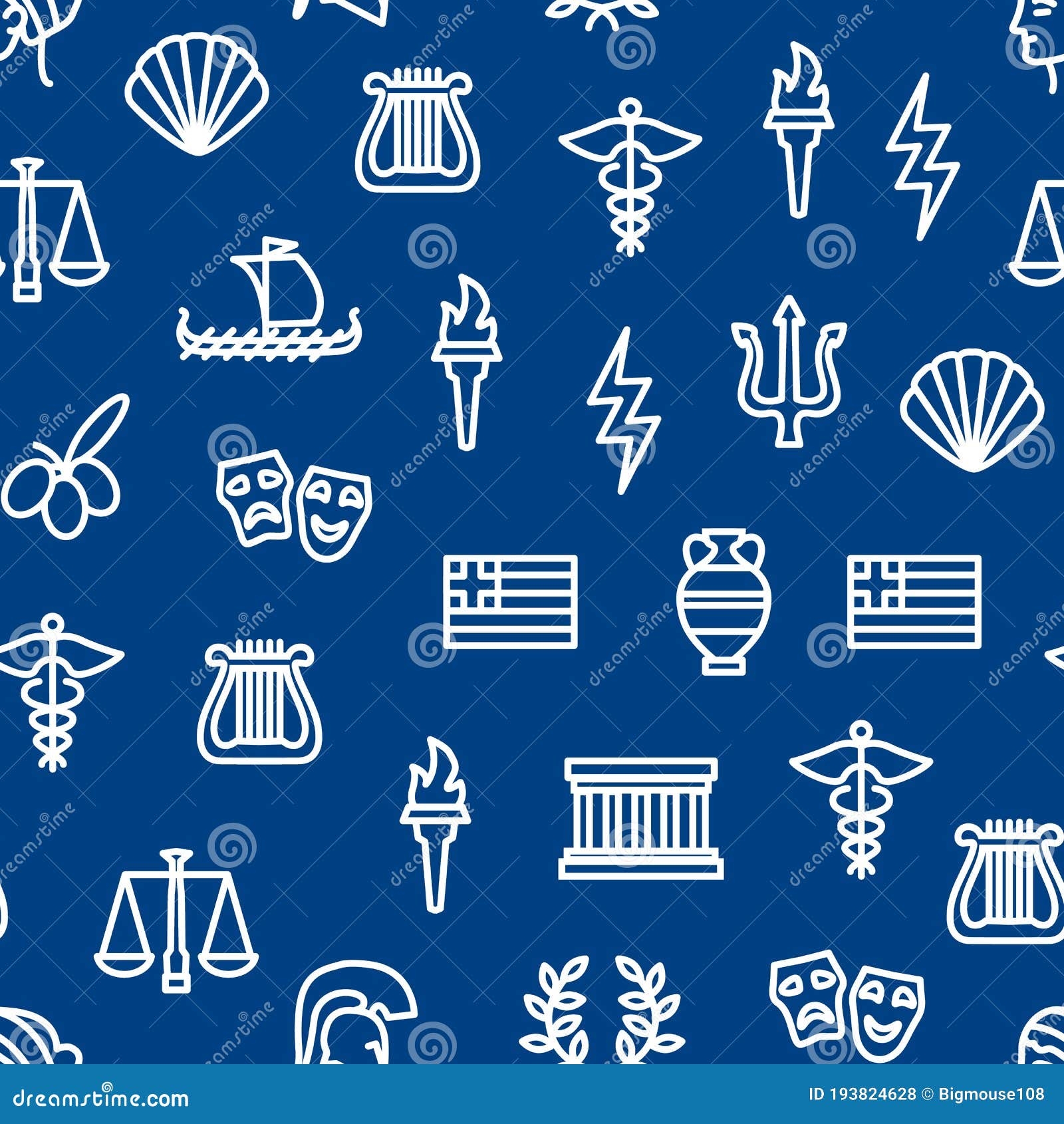 Greek Concept Thin Line Seamless Pattern Background. Vector Stock ...