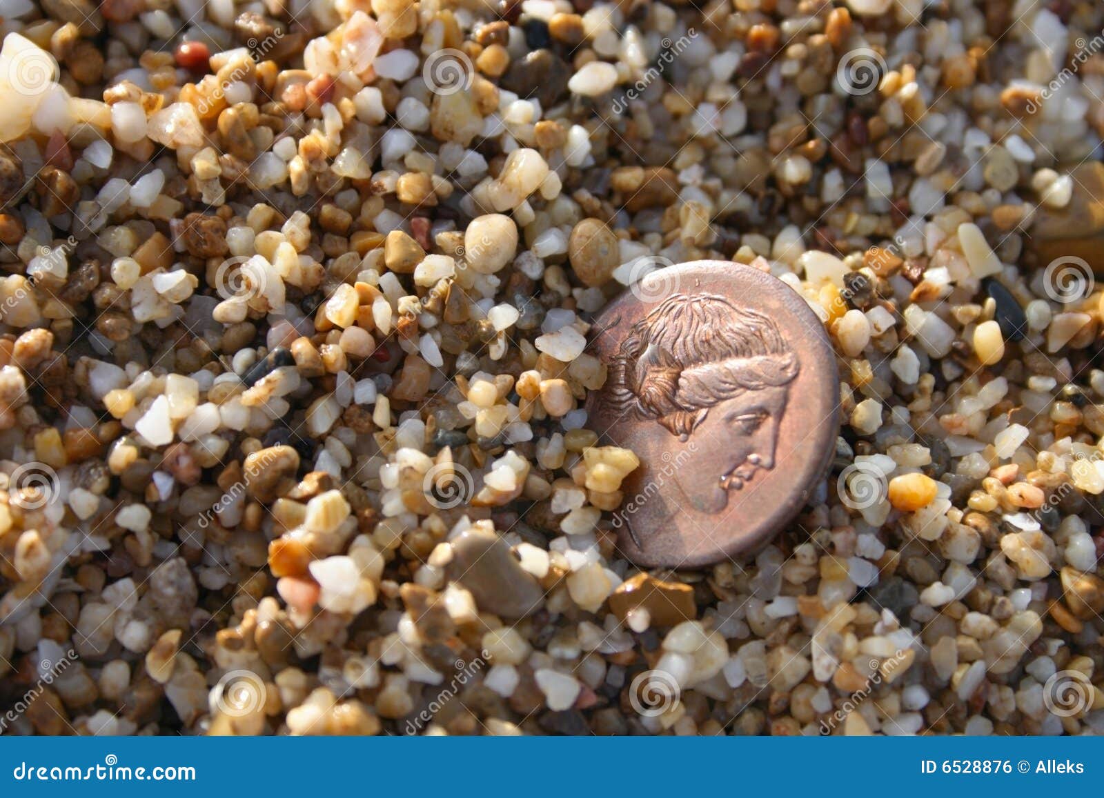 Greek Copper Coin in Sea Sand Stock Photo - Image of republic, mint ...