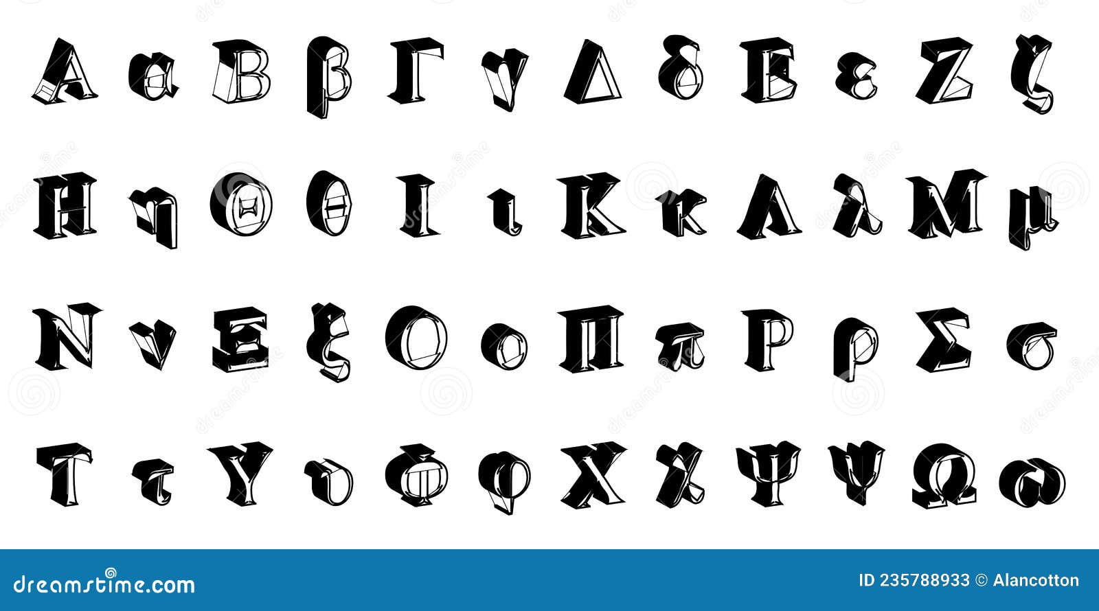 Greek 3D Letters stock vector. Illustration of capitals - 235788933