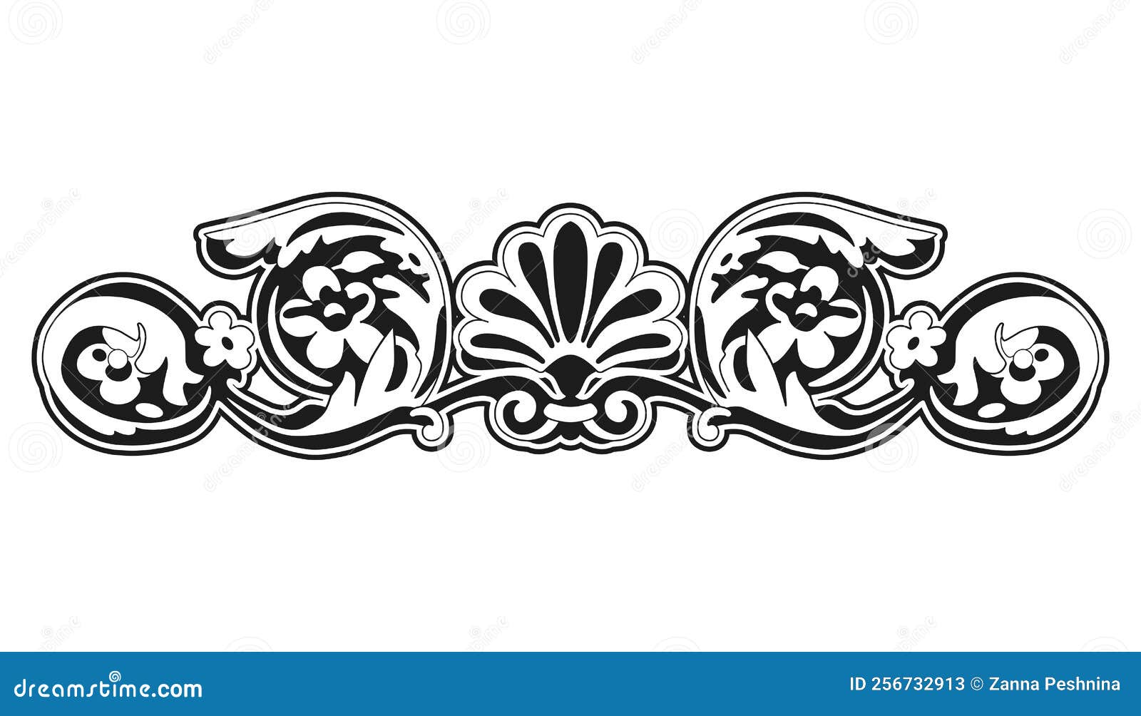 Greek Decorative Element Flower, Greek Vector Shape, Stucco Decoration ...