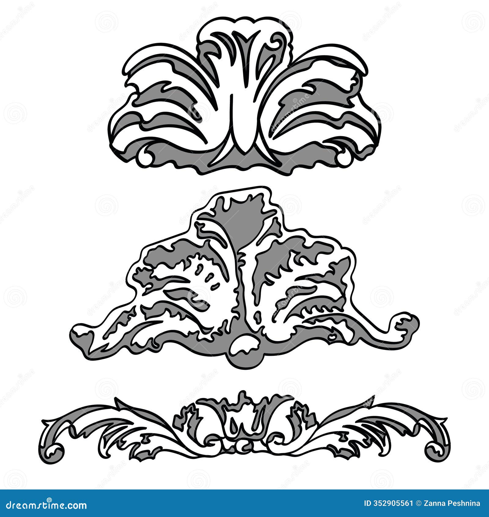 Greek Decorative Element Flower, Greek Vector Shape, Stucco Decoration ...