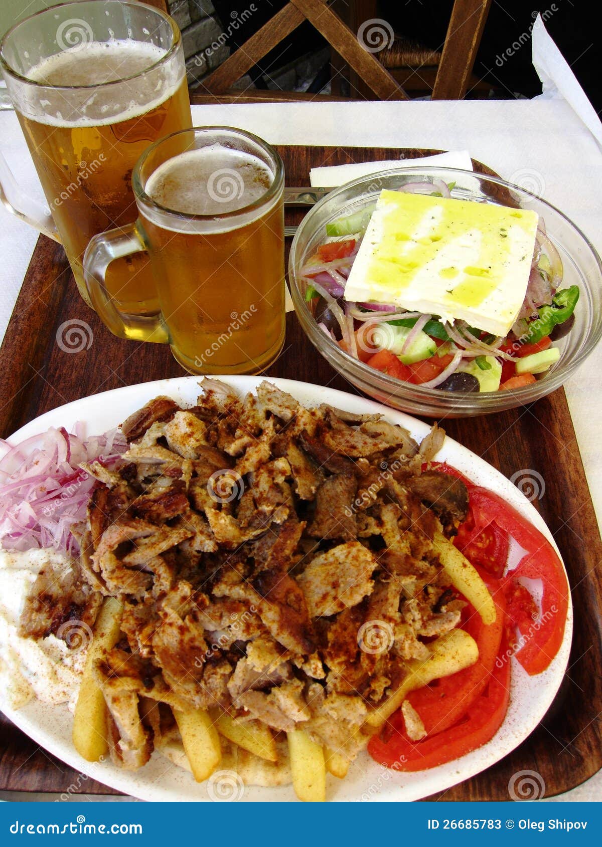 Greek dinner stock image. Image of meat, greek, french - 26685783