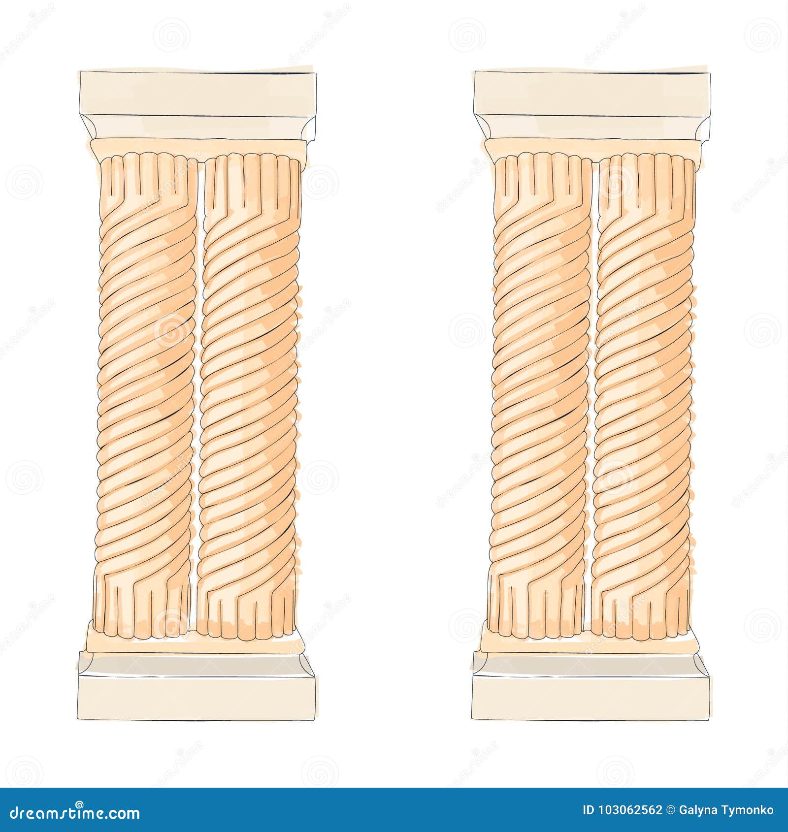 Greek Doodle Doric Ionic Corinthian Columns. Vector Illustration ...