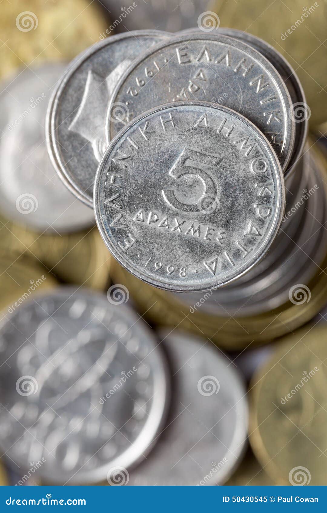 Greek drachma coins stock image. Image of close, coin - 50430545