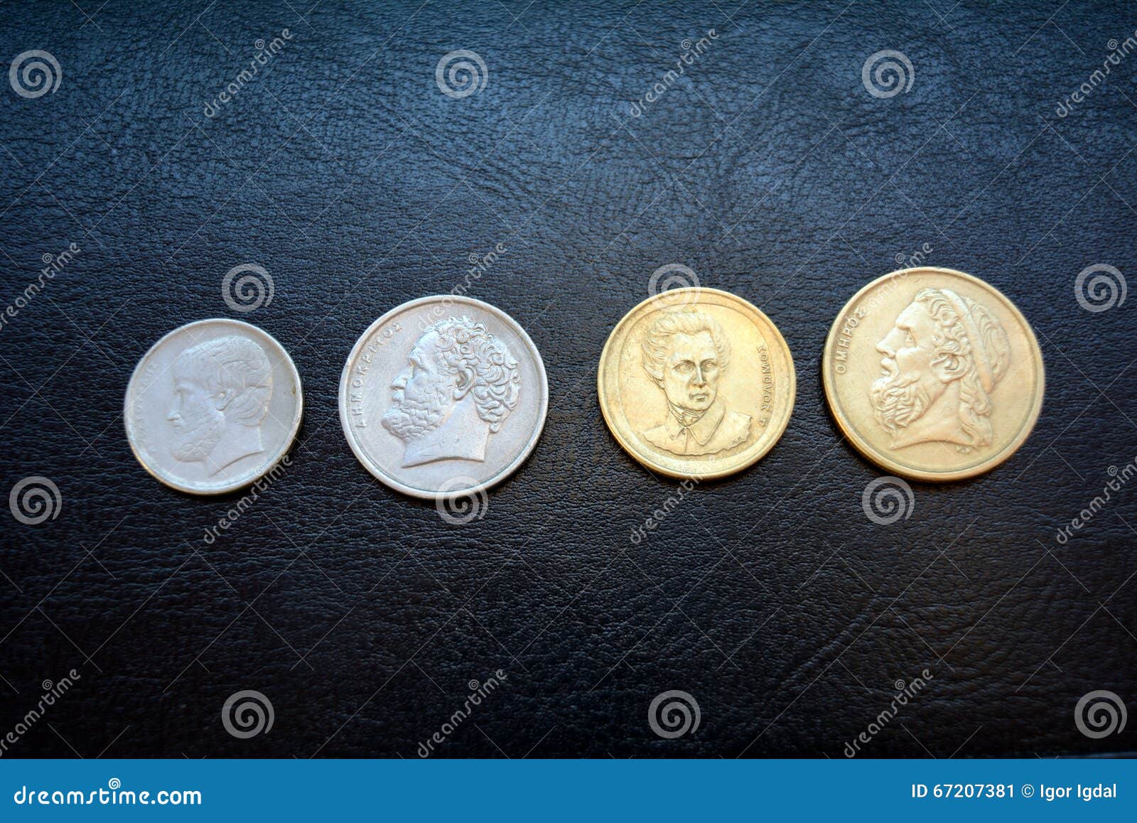 Greek Drachma - Coins of Various Denominations Stock Image - Image of ...