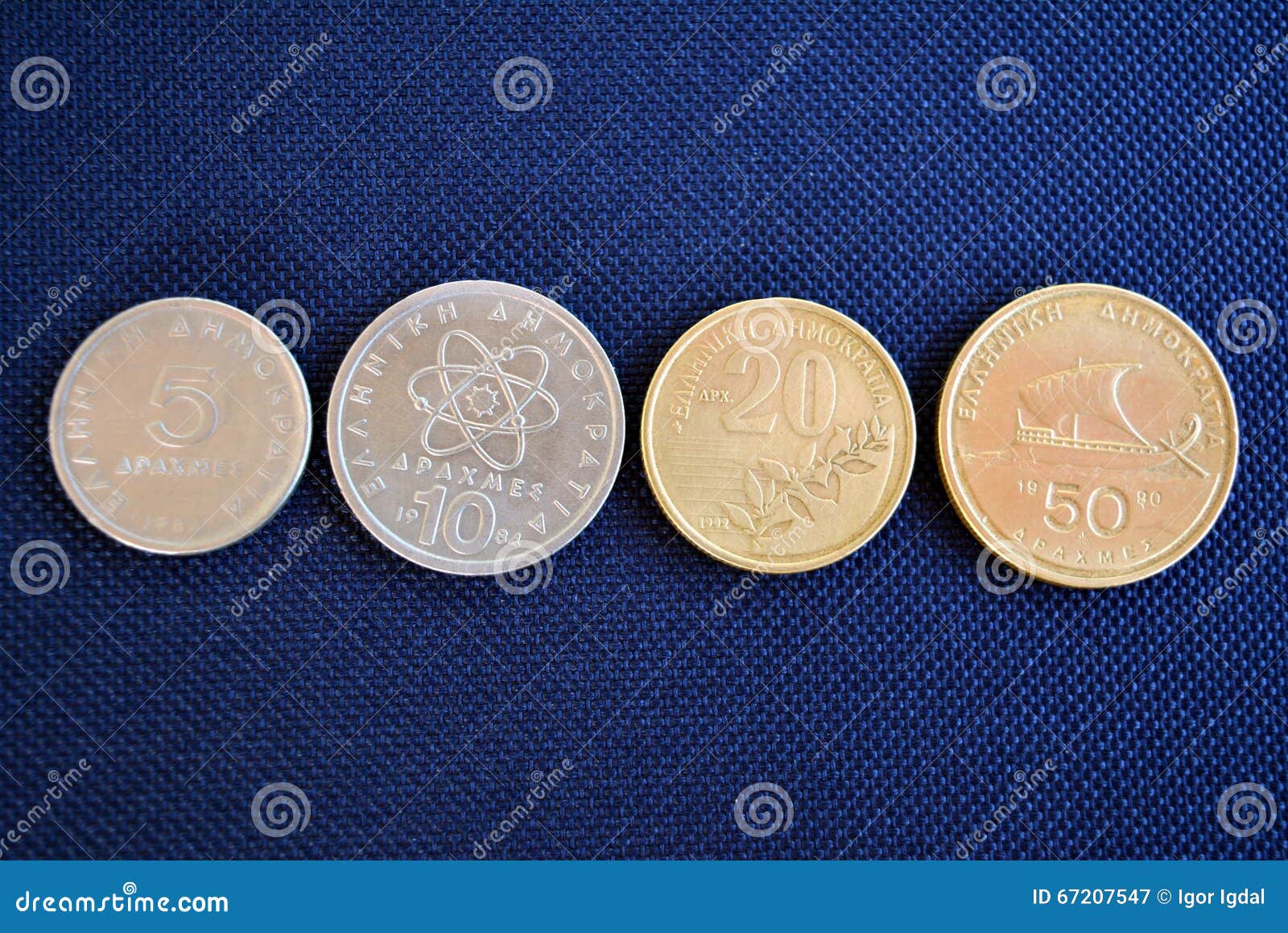 Greek Drachma - Coins of Various Denominations Stock Image - Image of ...