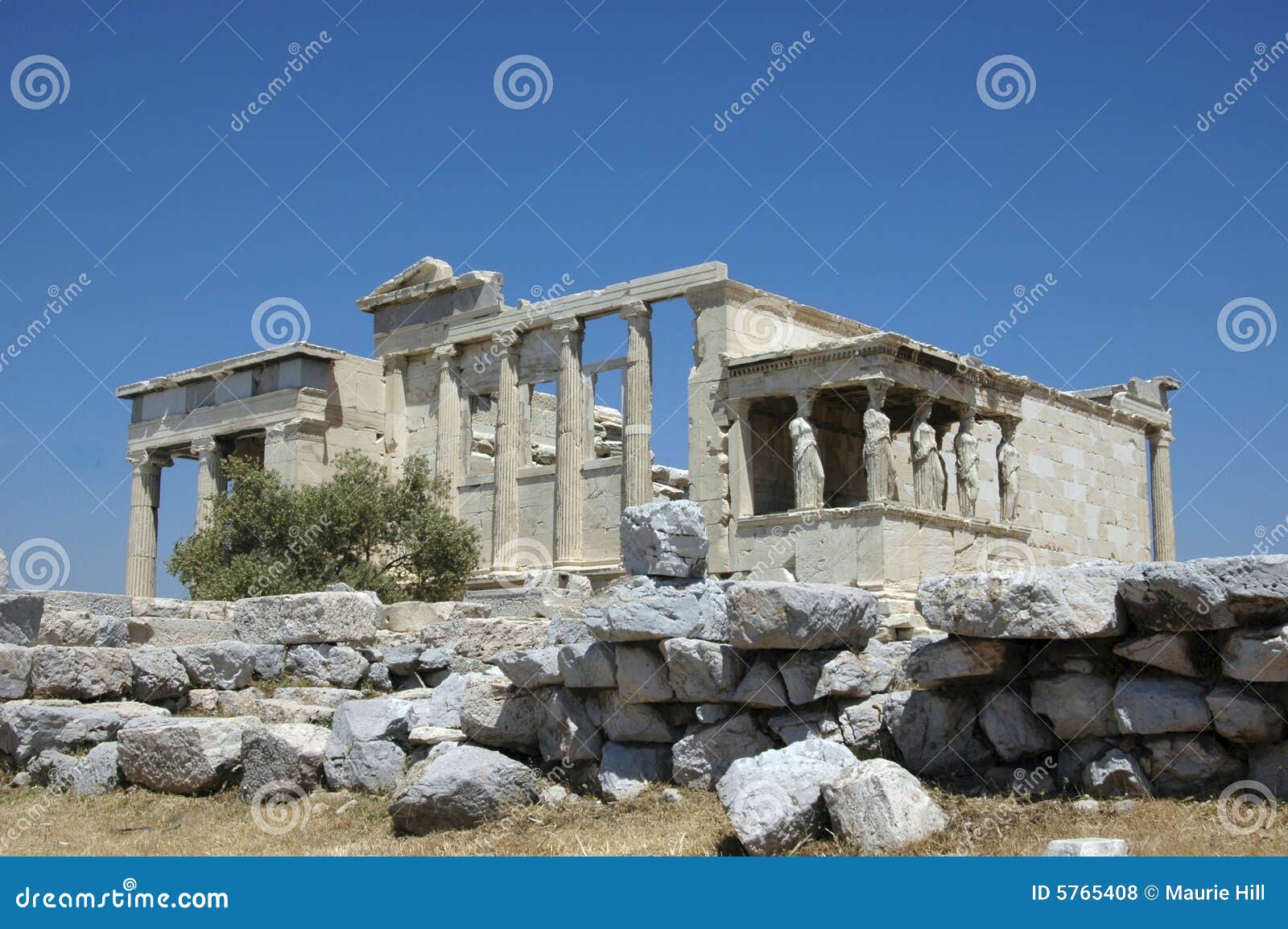 Greek Erecthion with Caryatids Stock Photo - Image of stone ...