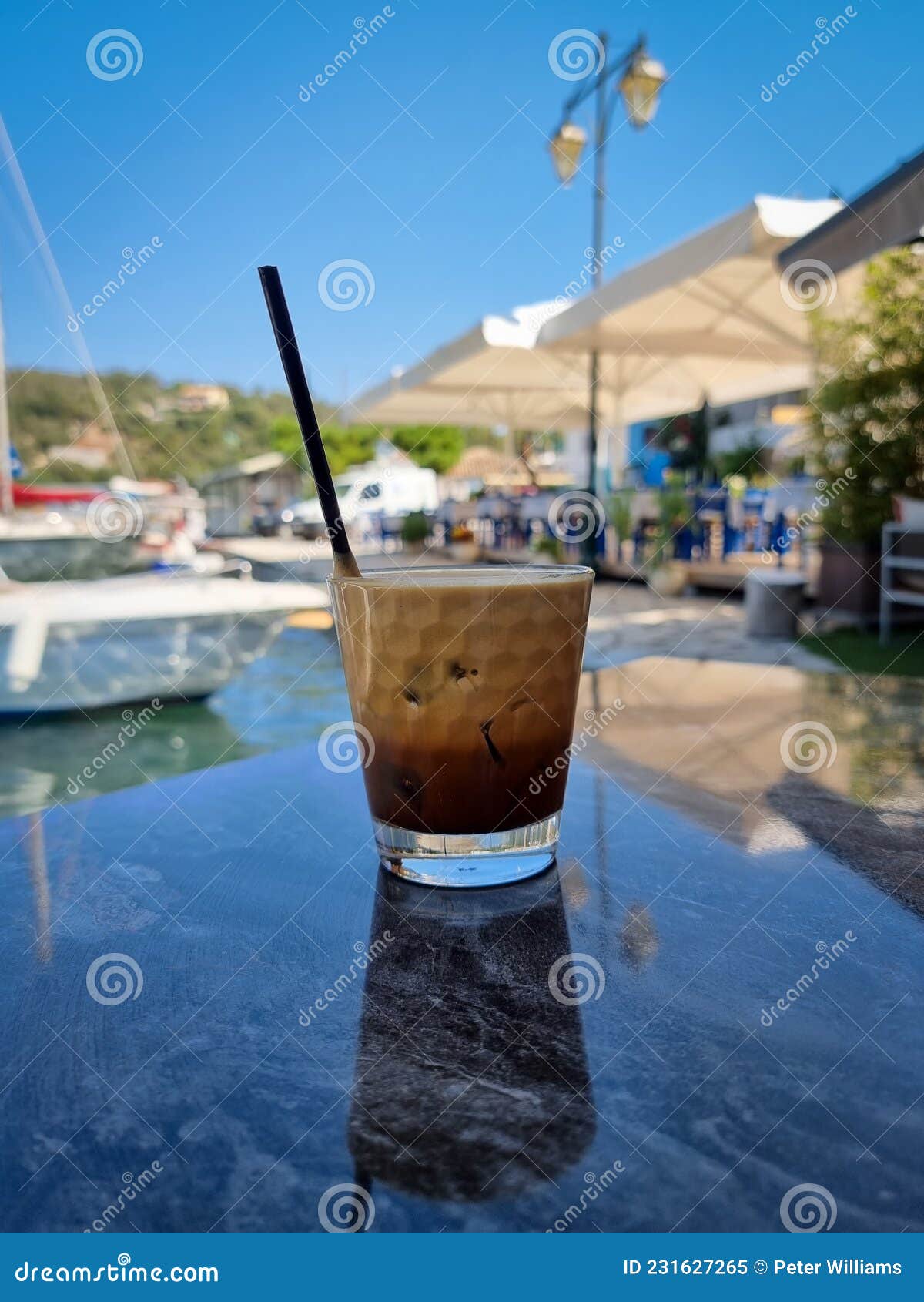 Greek Espresso Freddo stock image. Image of iced, glass - 231627265