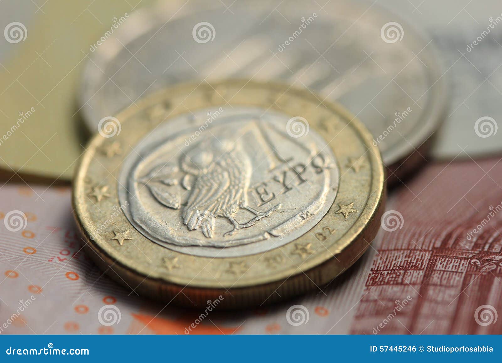 Greek euro coin stock photo. Image of banking, drachmae - 57445246