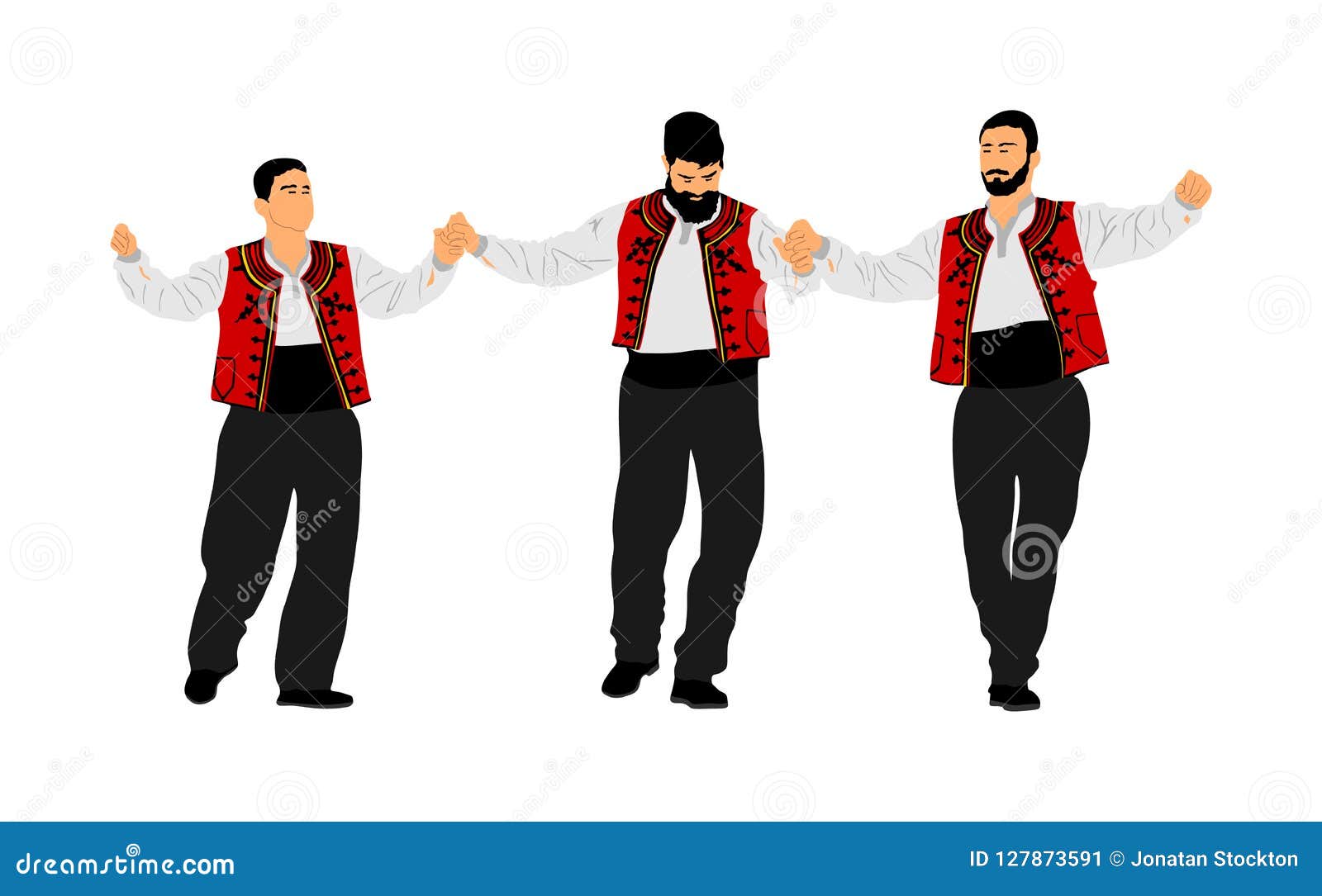 A Greek Evzone Dancing Group Vector Isolated on White Background ...