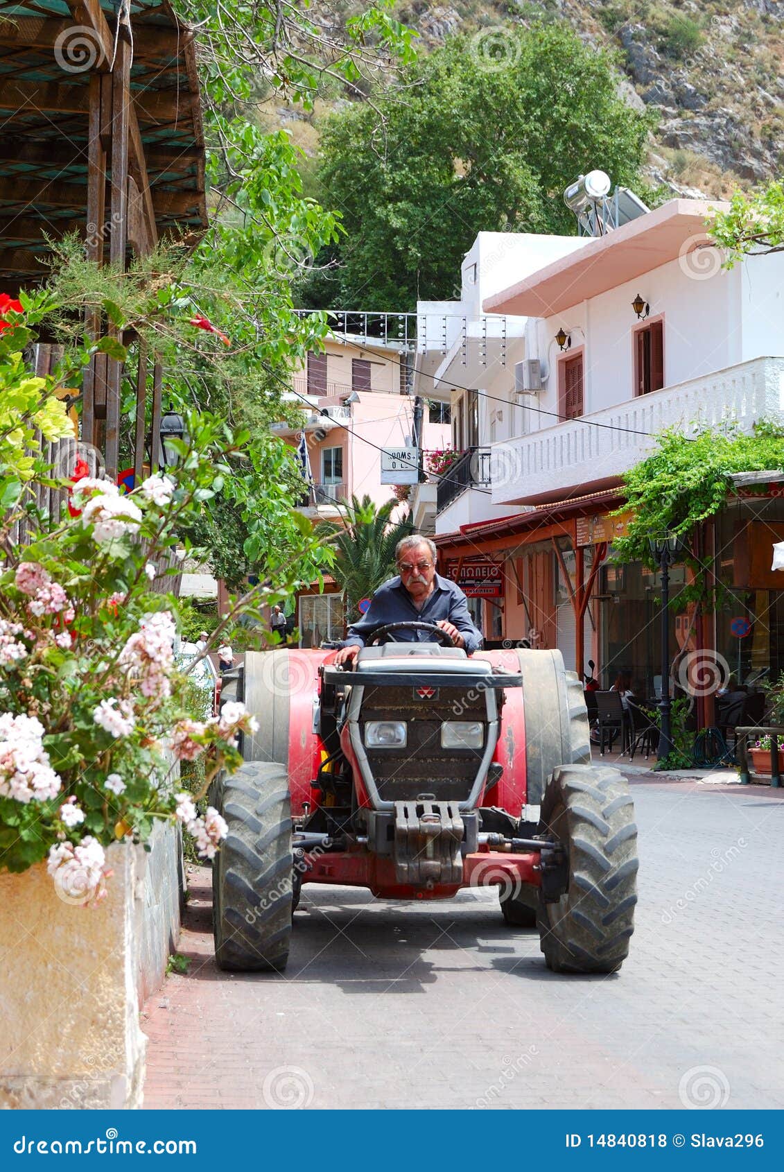 Greek Farmer Drives His Tractor Editorial Stock Photo - Image of farmer ...