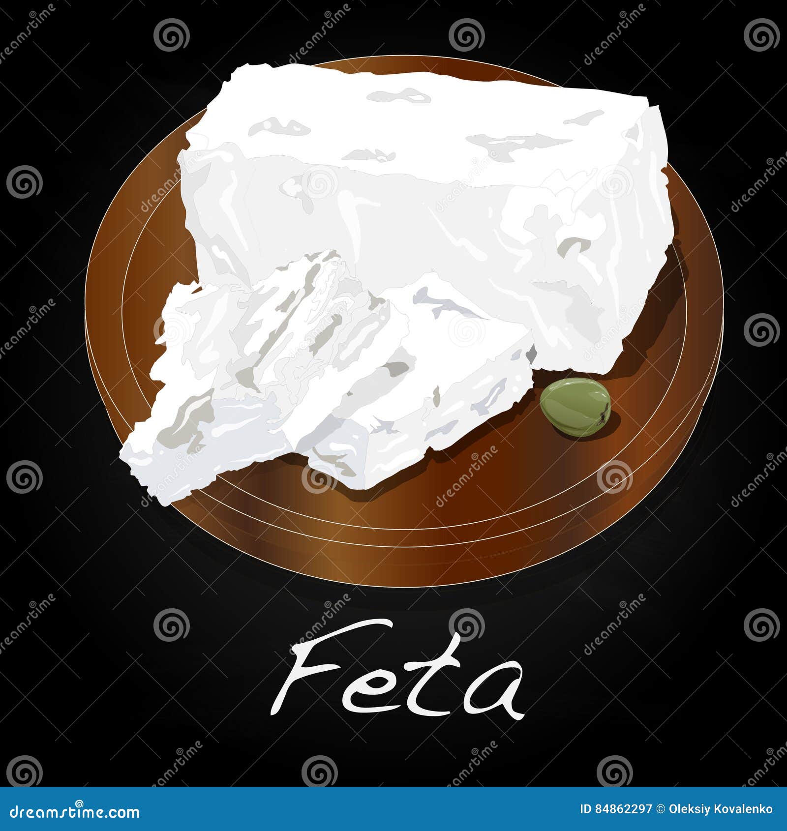 Greek Feta Cheese Block Isolated Stock Vector - Illustration of healthy ...