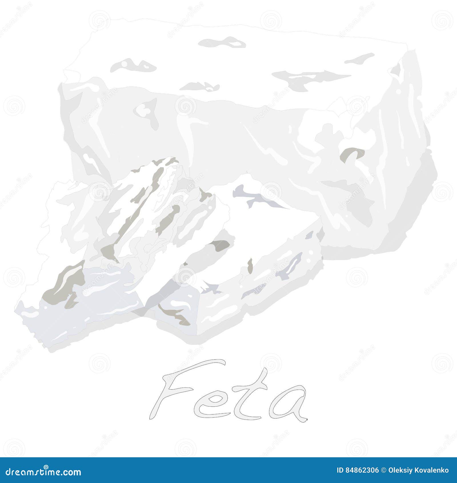 Greek Feta Cheese Block Isolated Stock Vector - Illustration of kitchen ...