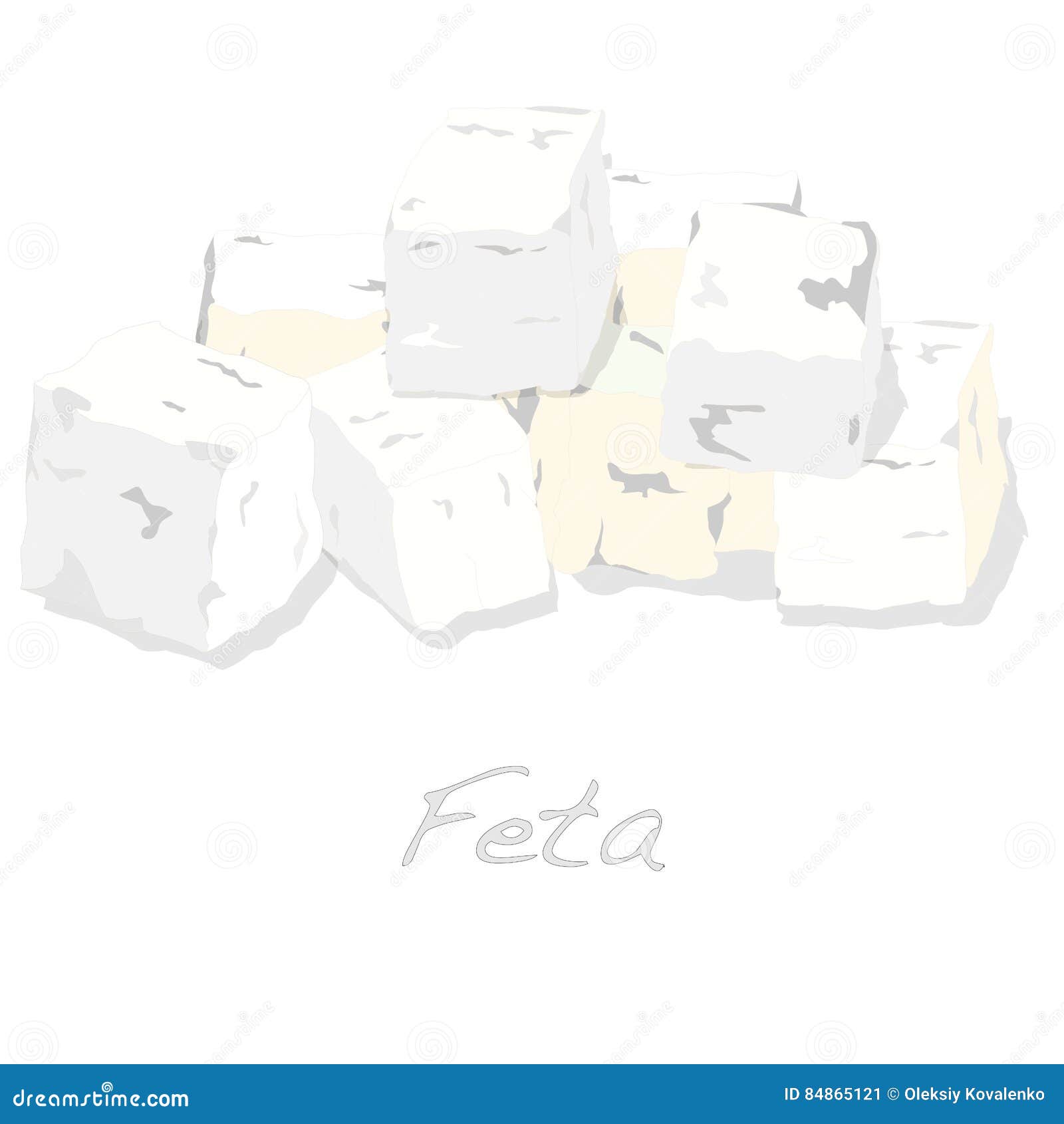Greek Feta Cheese Block Isolated Stock Vector - Illustration of ...