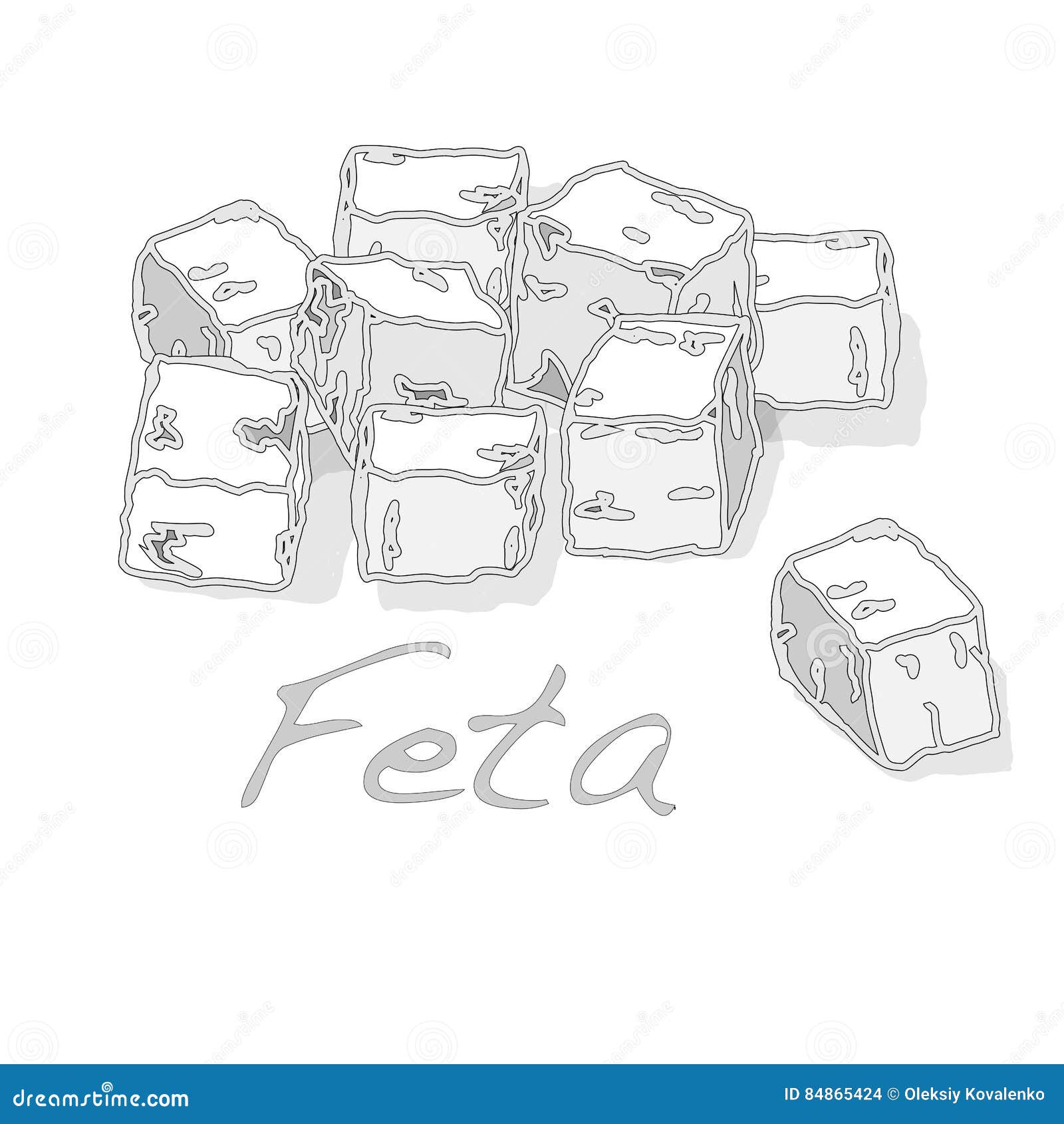 Greek Feta Cheese Block Isolated Stock Vector - Illustration of product ...
