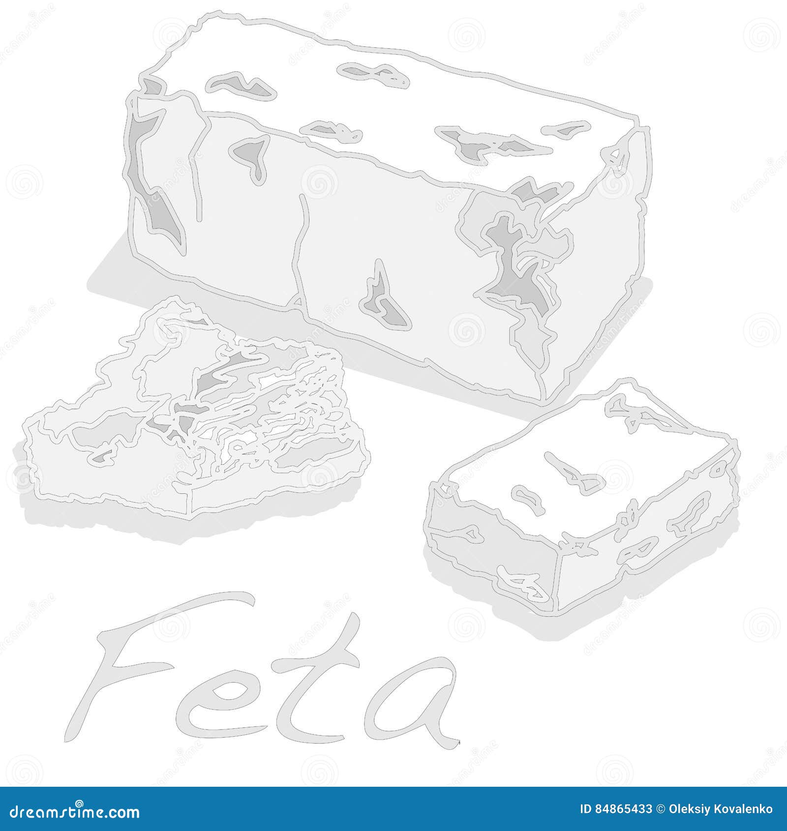 Greek Feta Cheese Block Isolated Stock Vector - Illustration of calcium ...