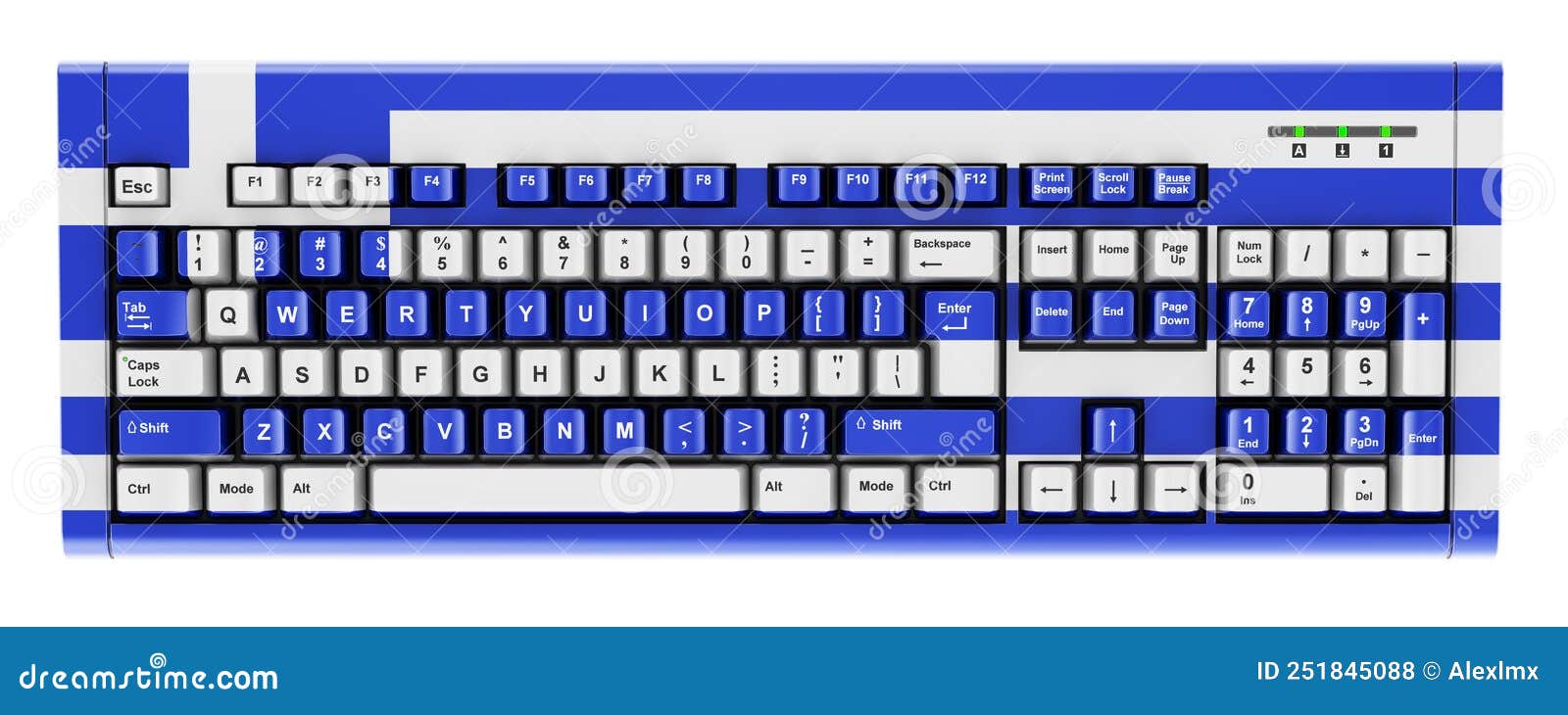 Greek Flag Painted on Computer Keyboard. 3D Rendering Stock ...
