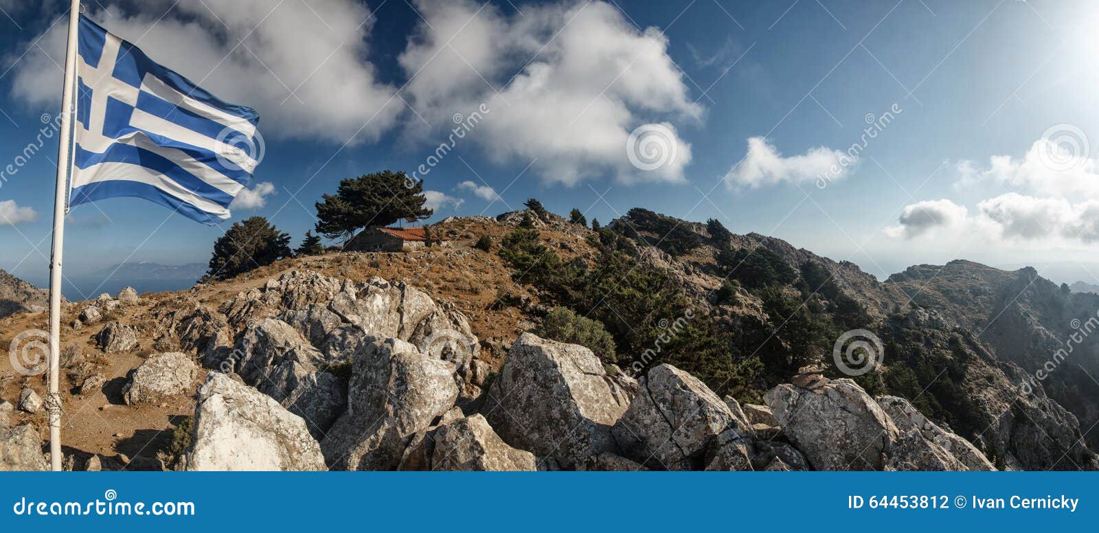 Greek Flag on the Top of Kos Stock Photo - Image of background ...