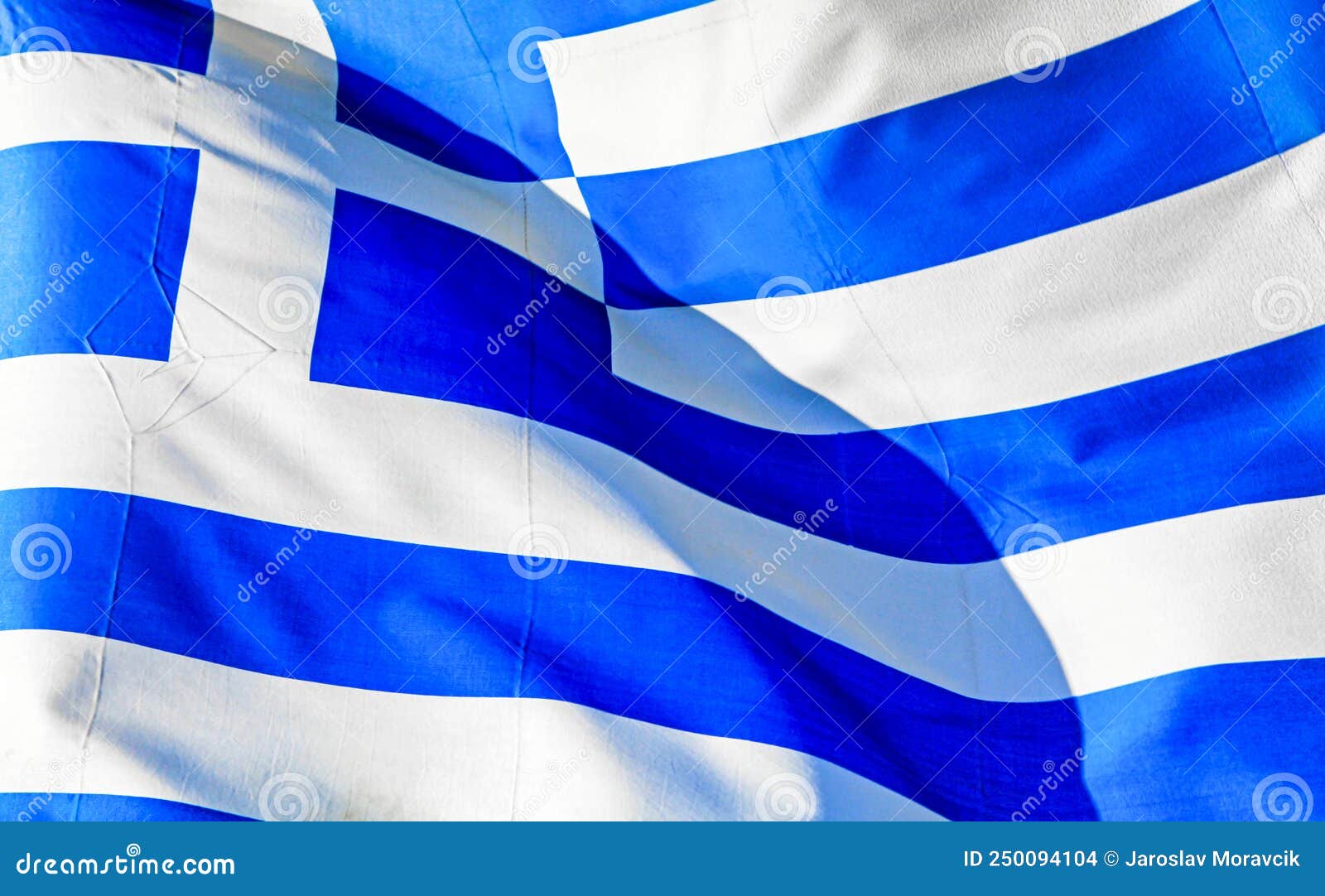 Greek Flag Waving in the Wind Stock Photo - Image of traditional ...