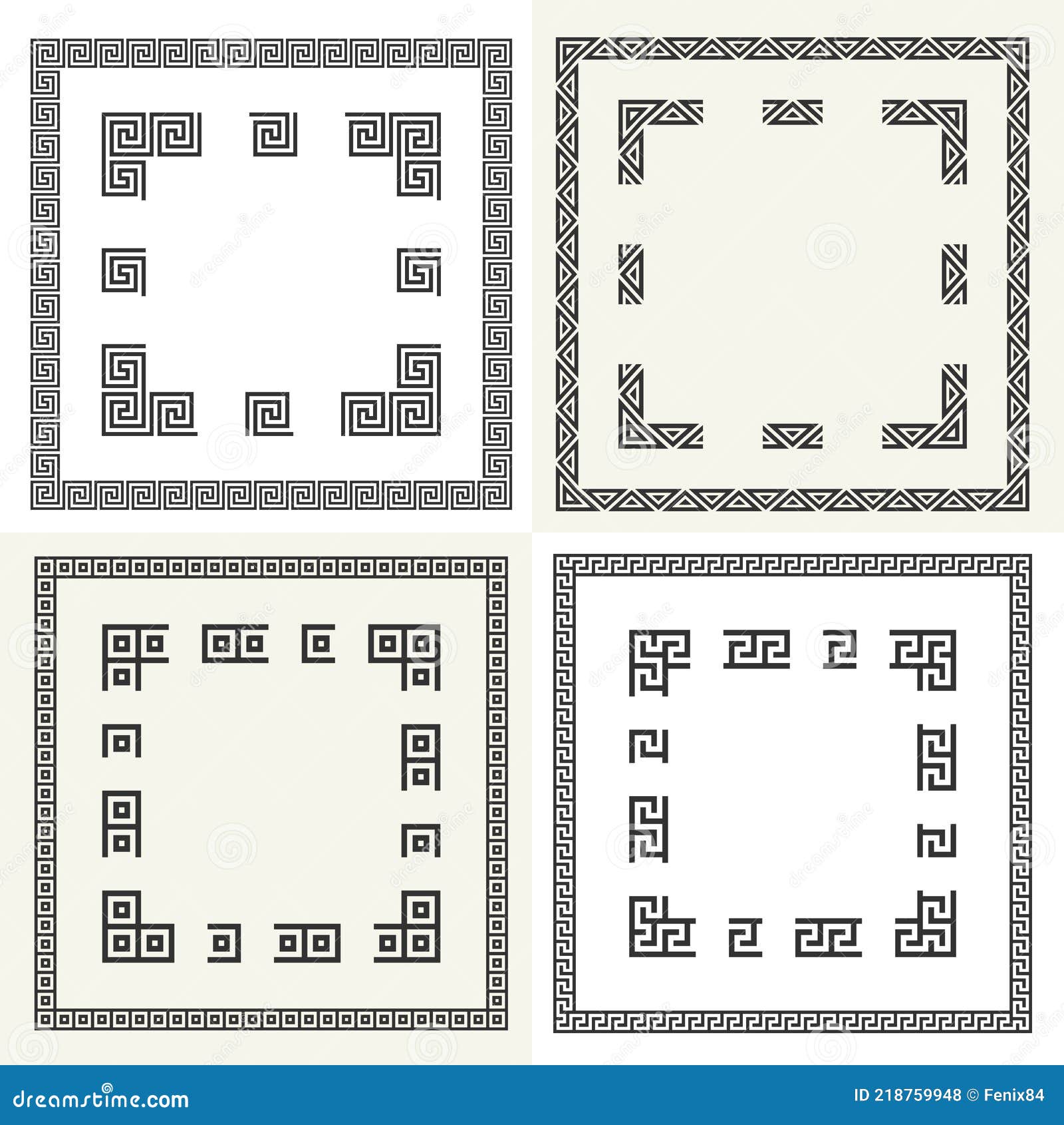 Greek Frames. Meander Pattern Set Border Rectangle. Greek Square Frame ...