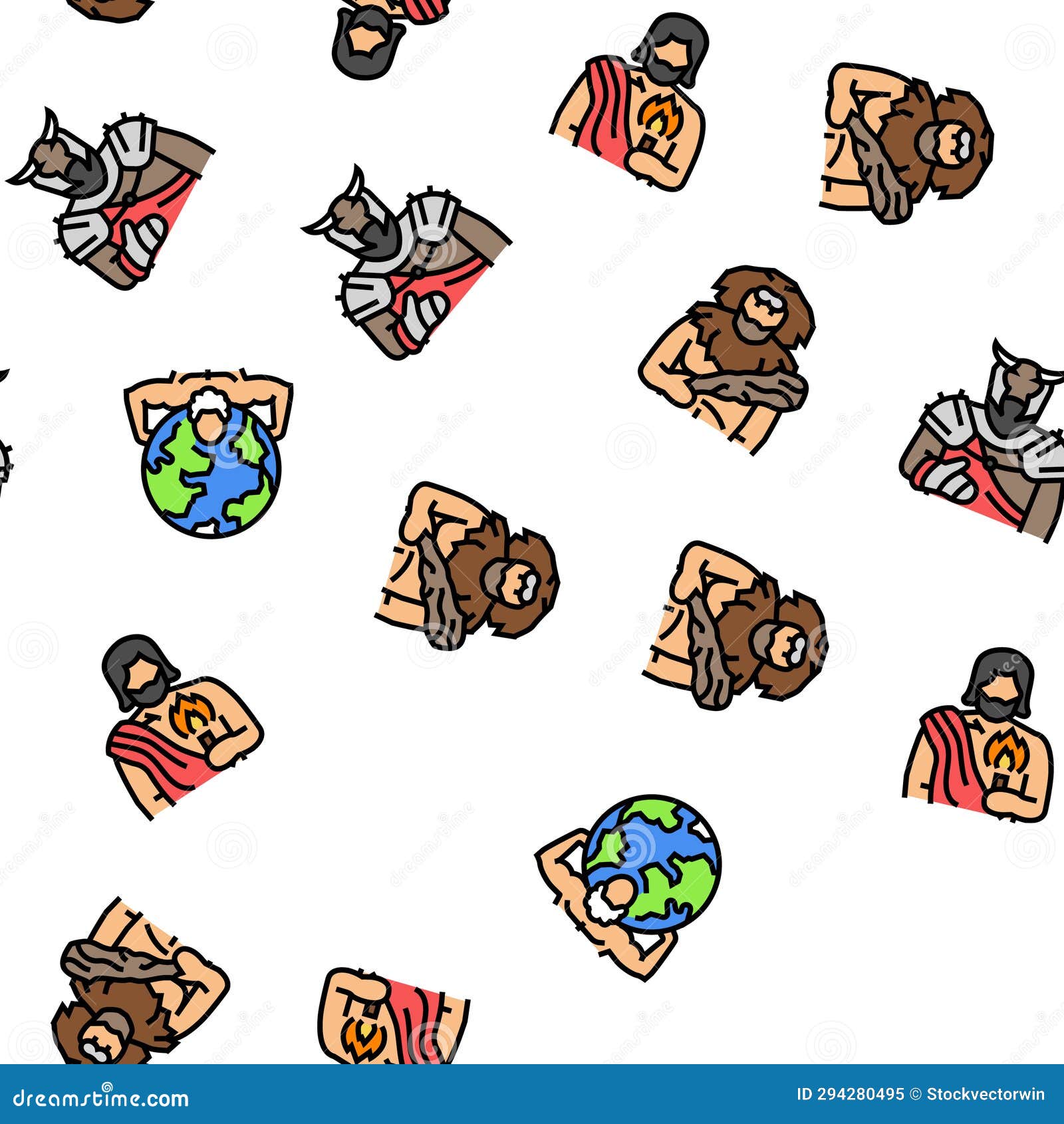 Greek God Mythology Ancient Vector Seamless Pattern Stock Vector ...