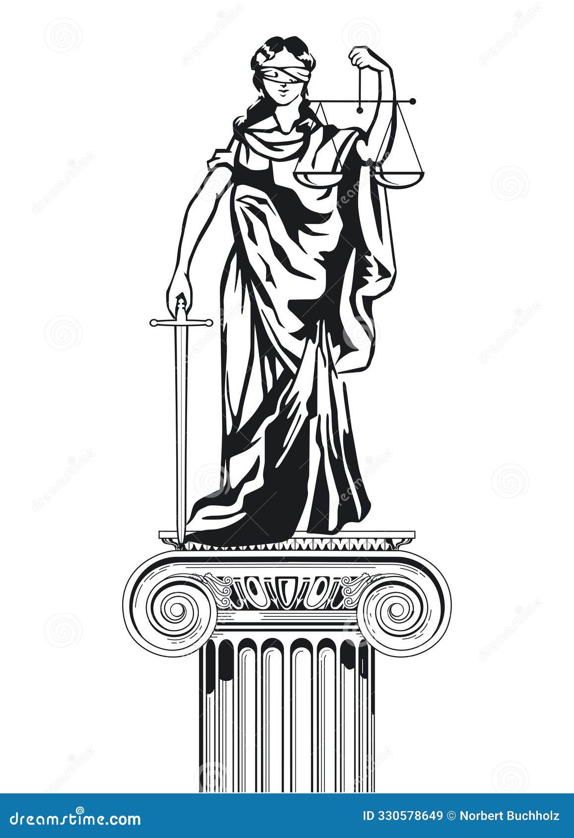 Greek Goddess Justitia with Scales Stock Vector - Illustration of ...