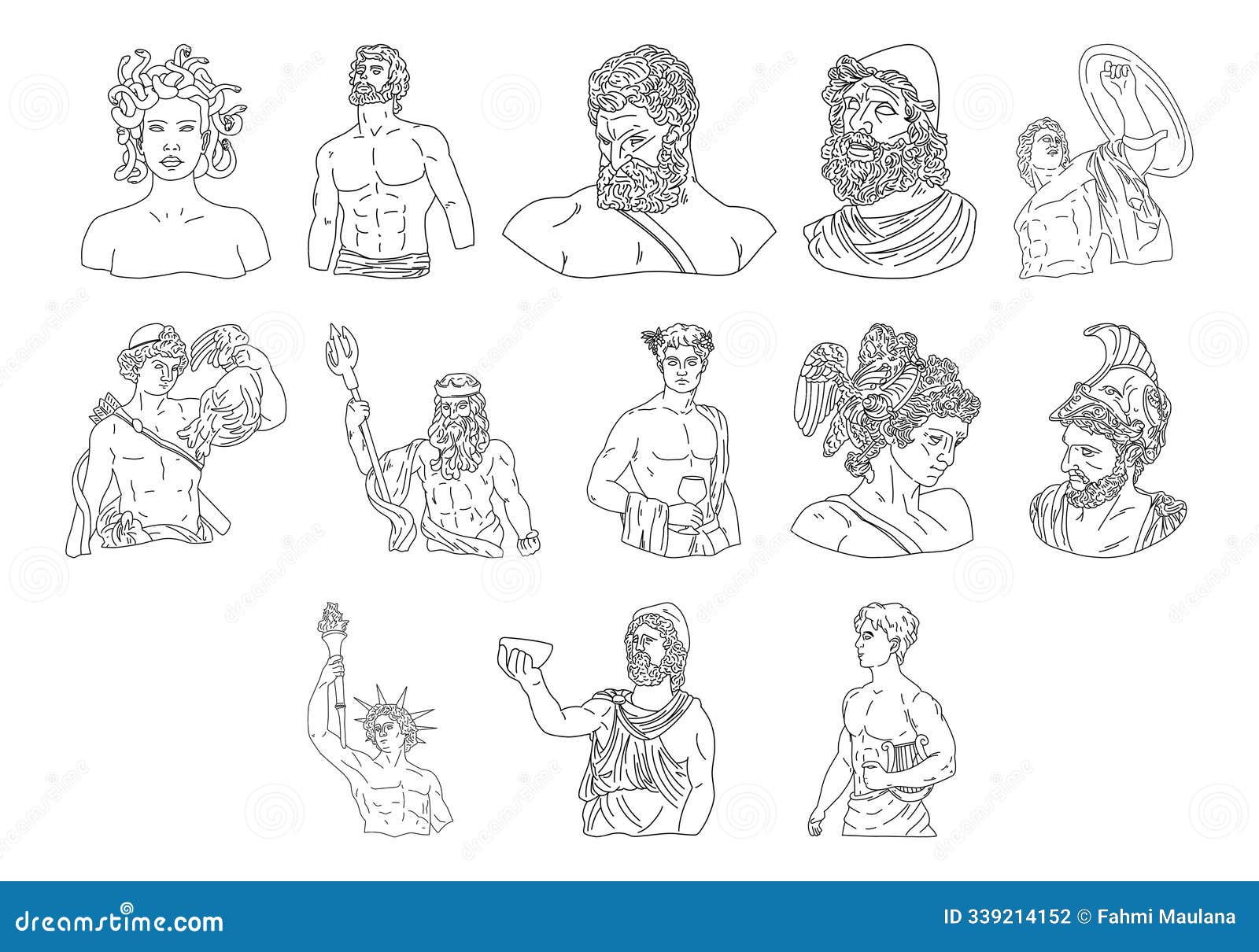Greek Gods and Mythology Element Set Stock Vector - Illustration of ...