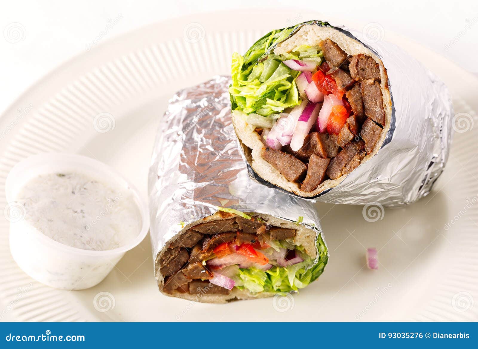 Greek Gyro Wrap stock photo. Image of meat, deli, sauce - 93035276