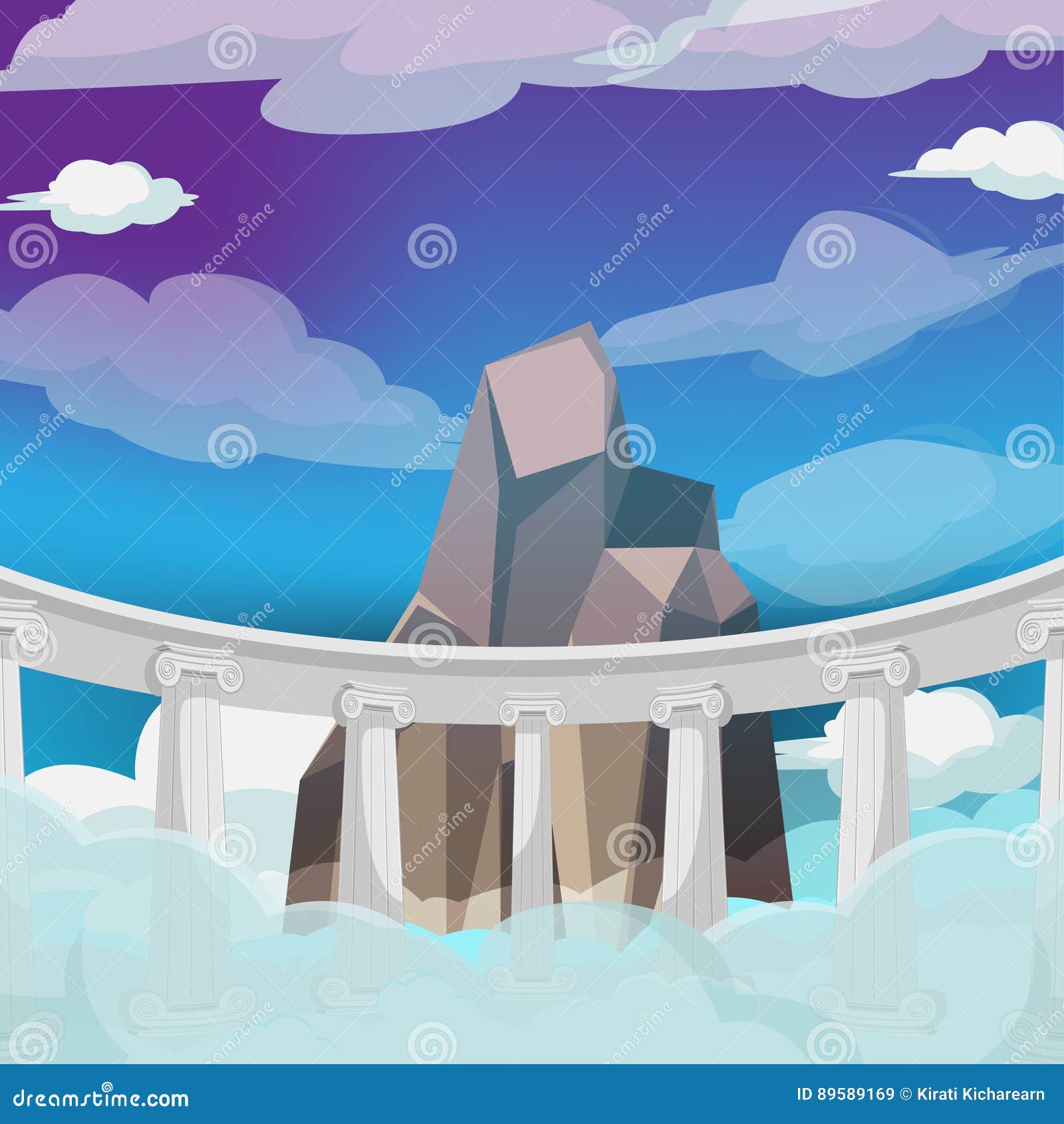 Greek High Heaven Cartoon Background Vector Stock Vector - Illustration ...