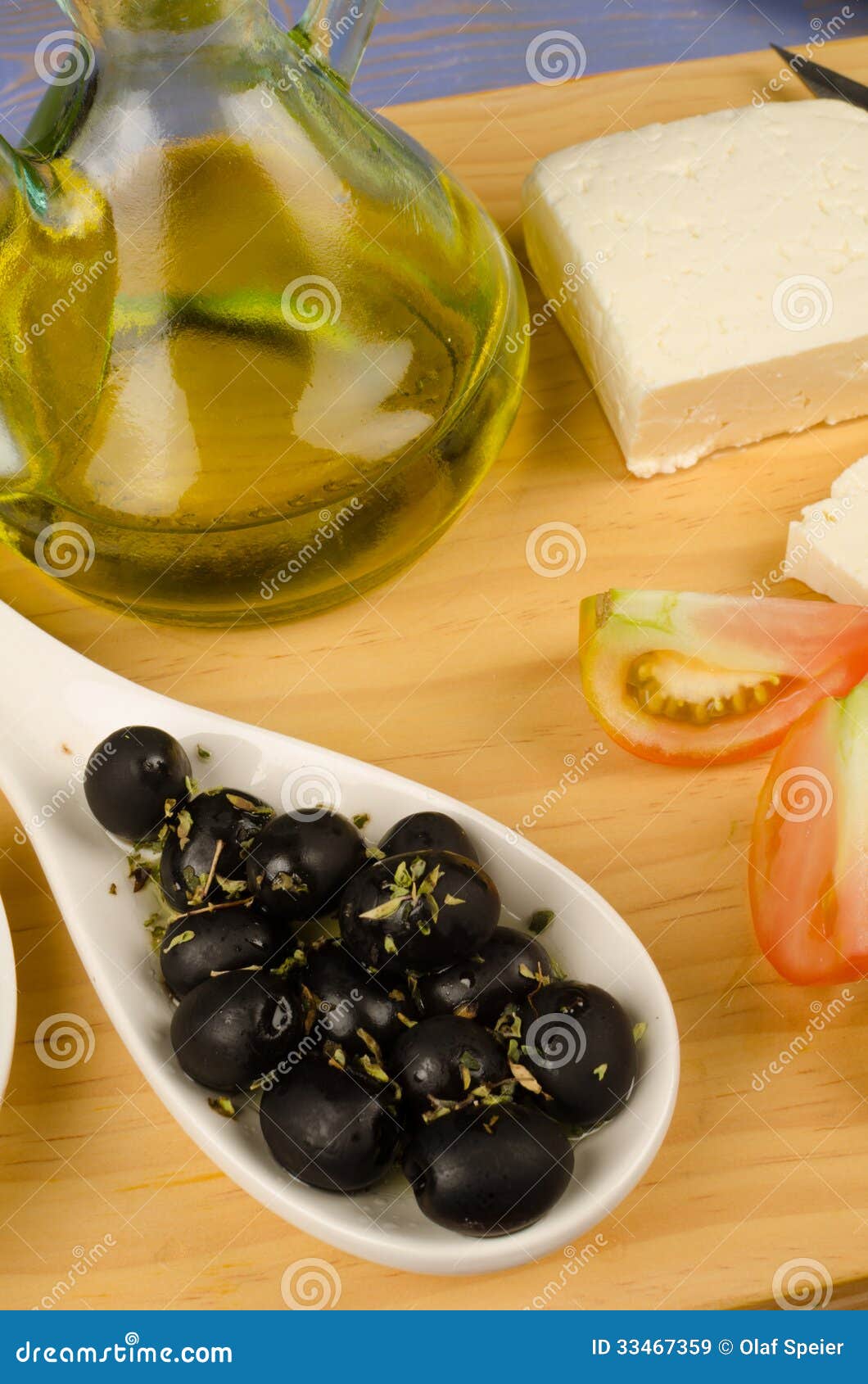 Greek Ingredients on Choping Board Stock Image - Image of vegetables ...