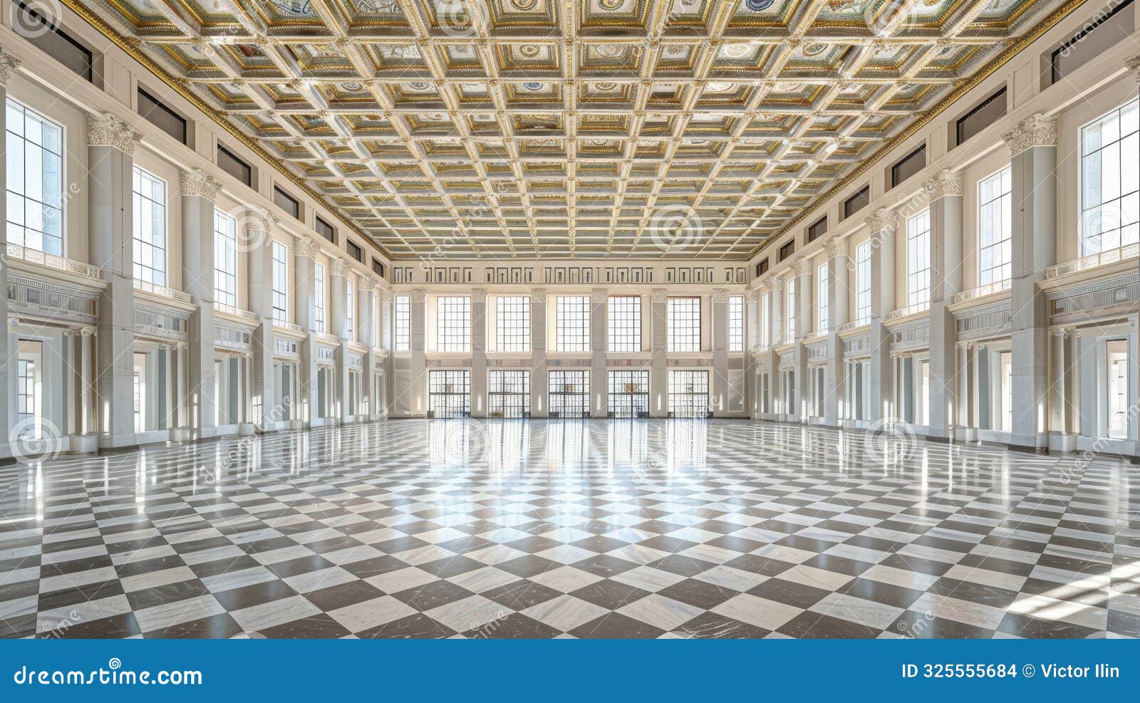 Greek Inspired Interior Marble Columns and Colonnade Representing ...