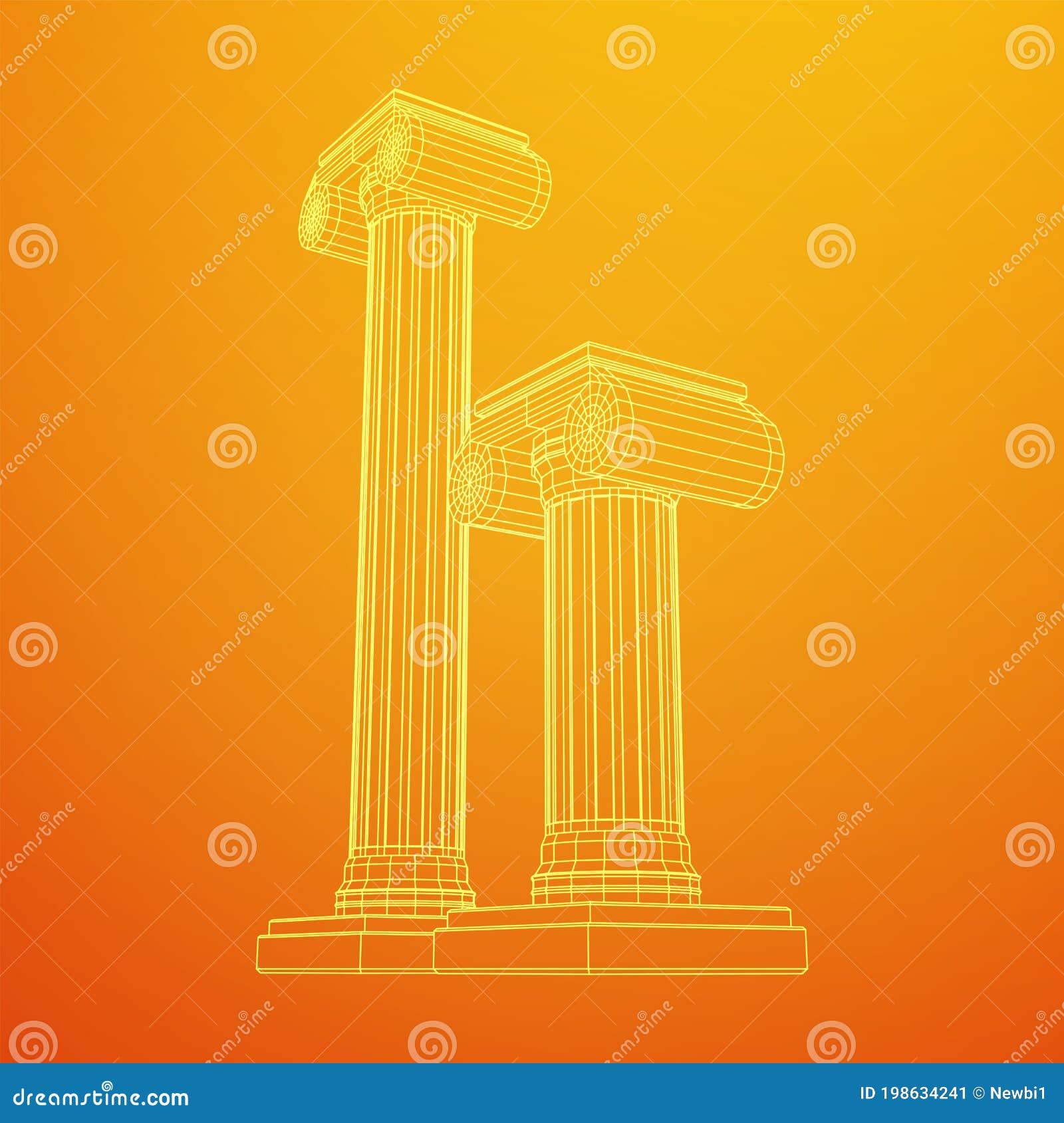 Greek Ionic Column. Ancient Pillars. Stock Vector - Illustration of ...