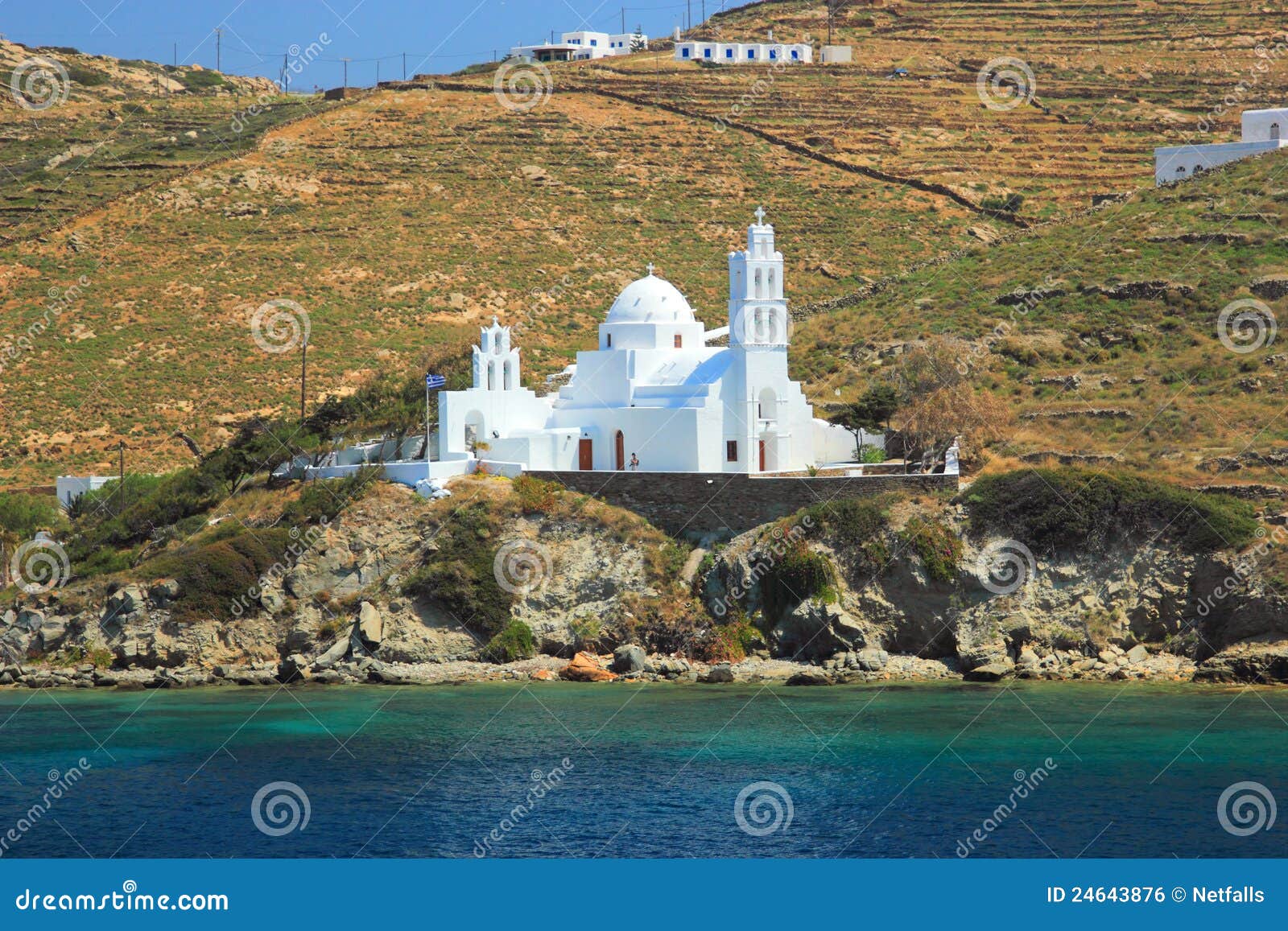 Greek Island Classic Church Cyclades Stock Photo - Image of motel, blue ...