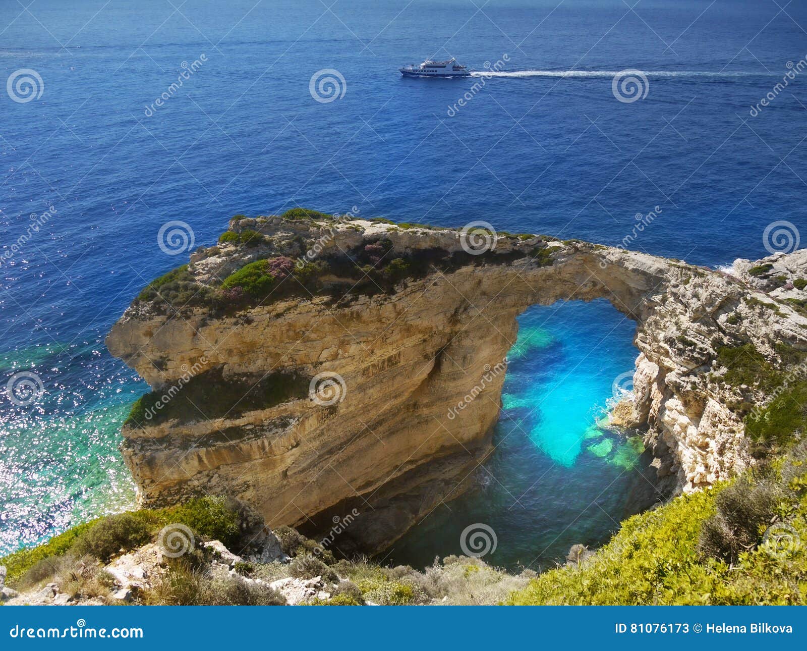 Greek Islands Coast, Blue Lagoon Stock Image - Image of island ...