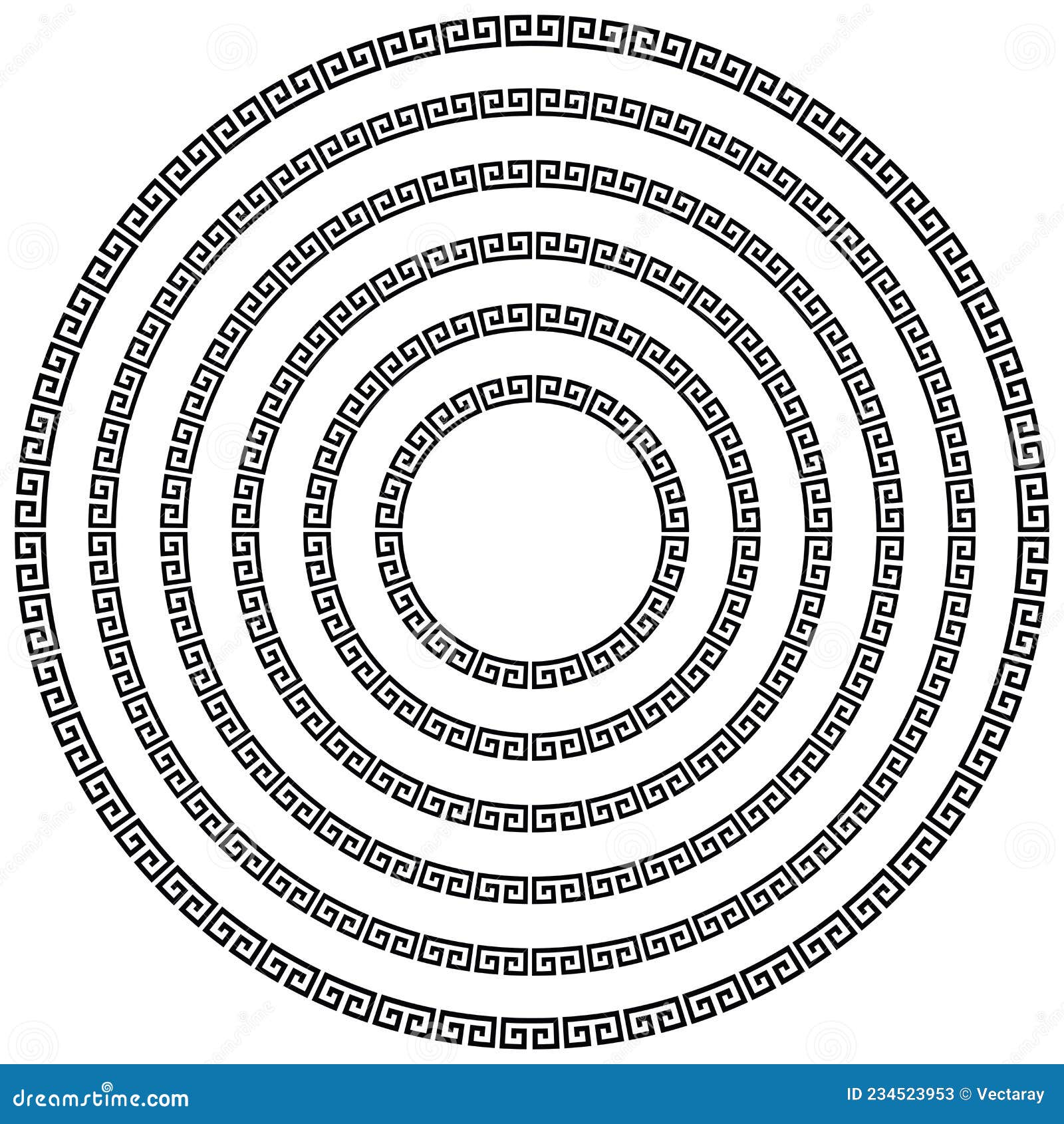 Round Greek Key Decorative Vintage Border Frame in a Range of Sizes ...