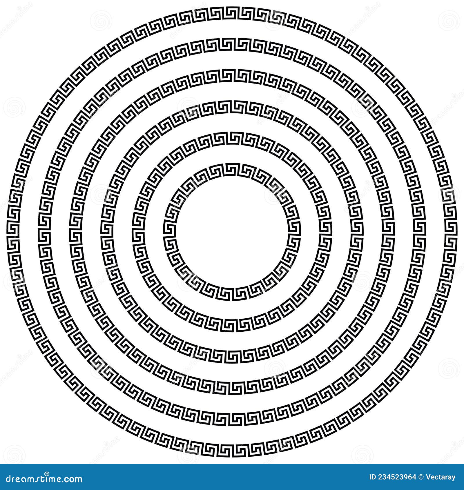 Round Greek Key Decorative Vintage Border Frame in a Range of Sizes ...